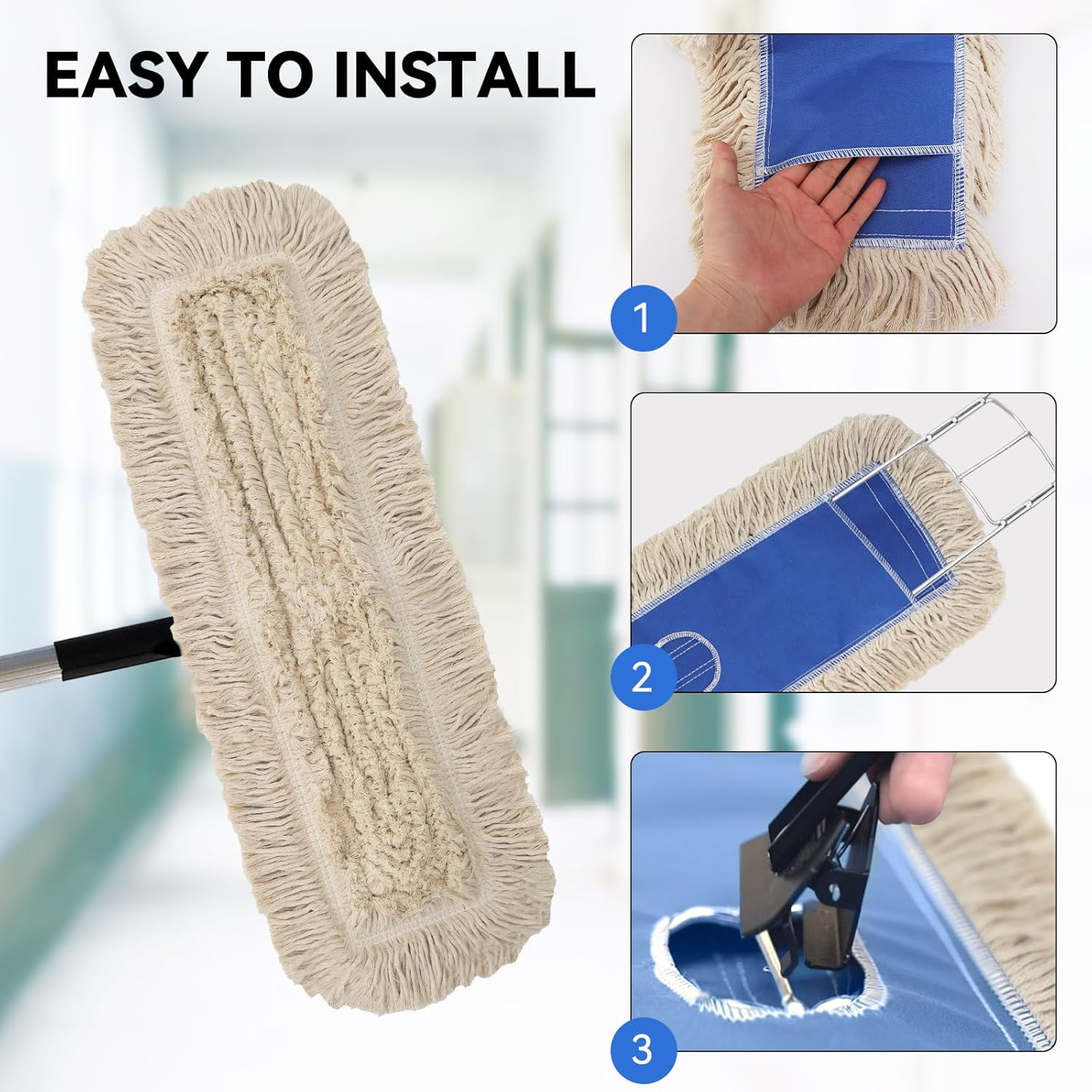 GHRTGR-24 Inch Dust Mop Head: Replacement Medium Washable Commercial ...