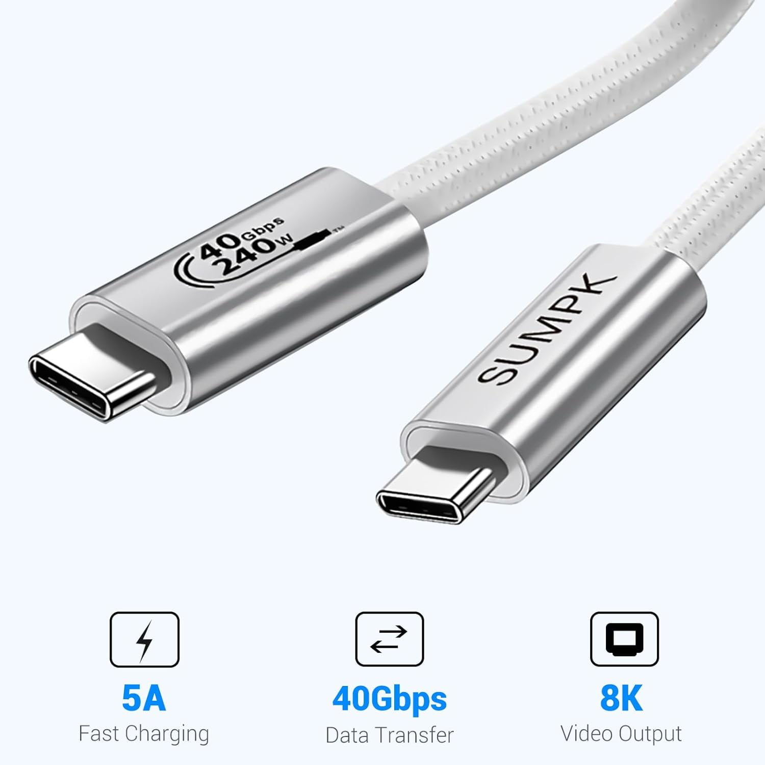 GHRTGR-240W USB C Cable 6.6FT 2 Packs, USB4 Cable with 40Gbps High ...