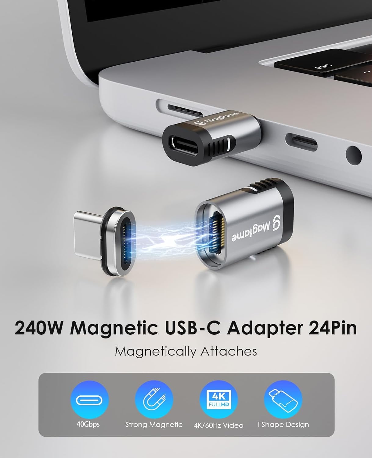 GHRTGR-24Pin Magnetic USB C Male to USB C Female Adapter, 240W Type C ...