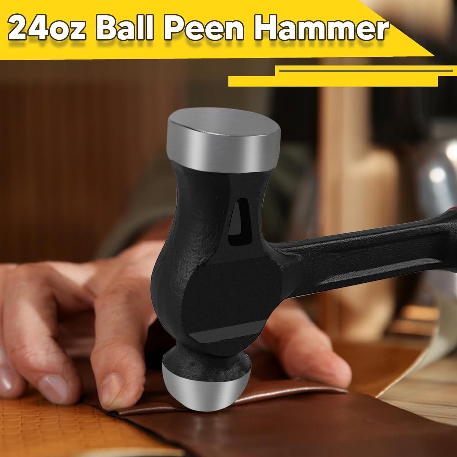 GHRTGR-24oz Ball Peen Hammer, One-Piece Forged Carbon Steel, Ball Pein ...
