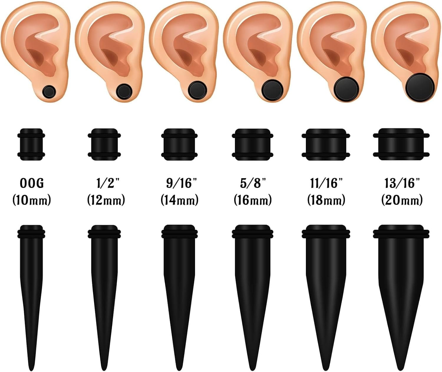 GHRTGR-24pcs Big Gauges Kit Ear Stretching Kit 00G-20mm Acrylic Tapers ...