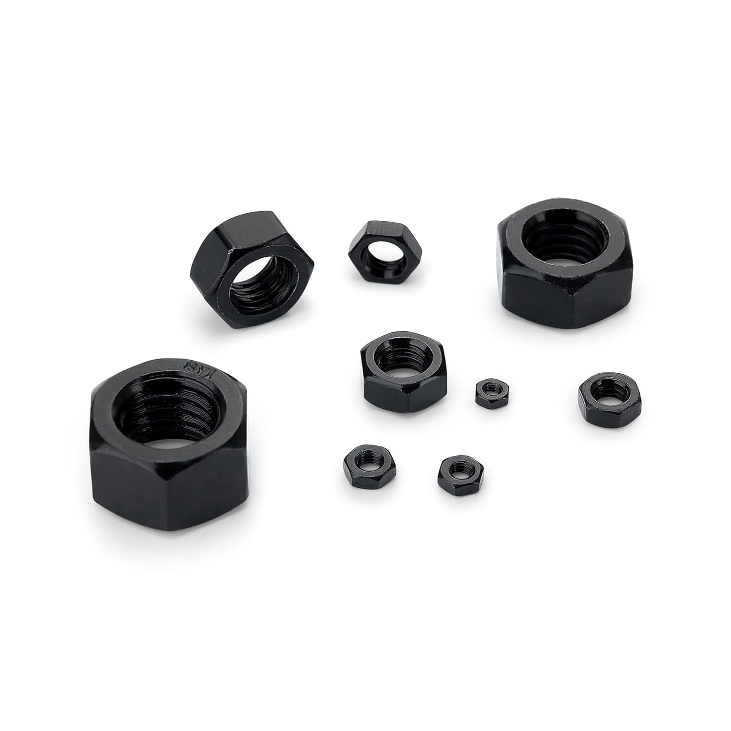 GHRTGR-290 Pcs M2 - M12 Metric Hex Hardware Nuts (Black) - Complete Set ...