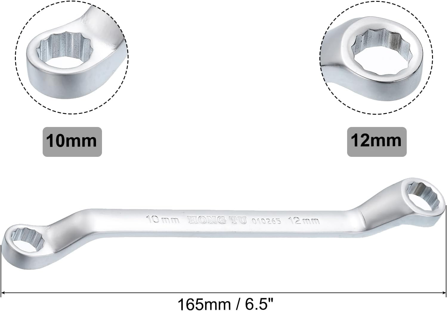 GHRTGR-2pcs Offset Double Box End Wrench 10mm x 12mm Metric 12 Point CR ...