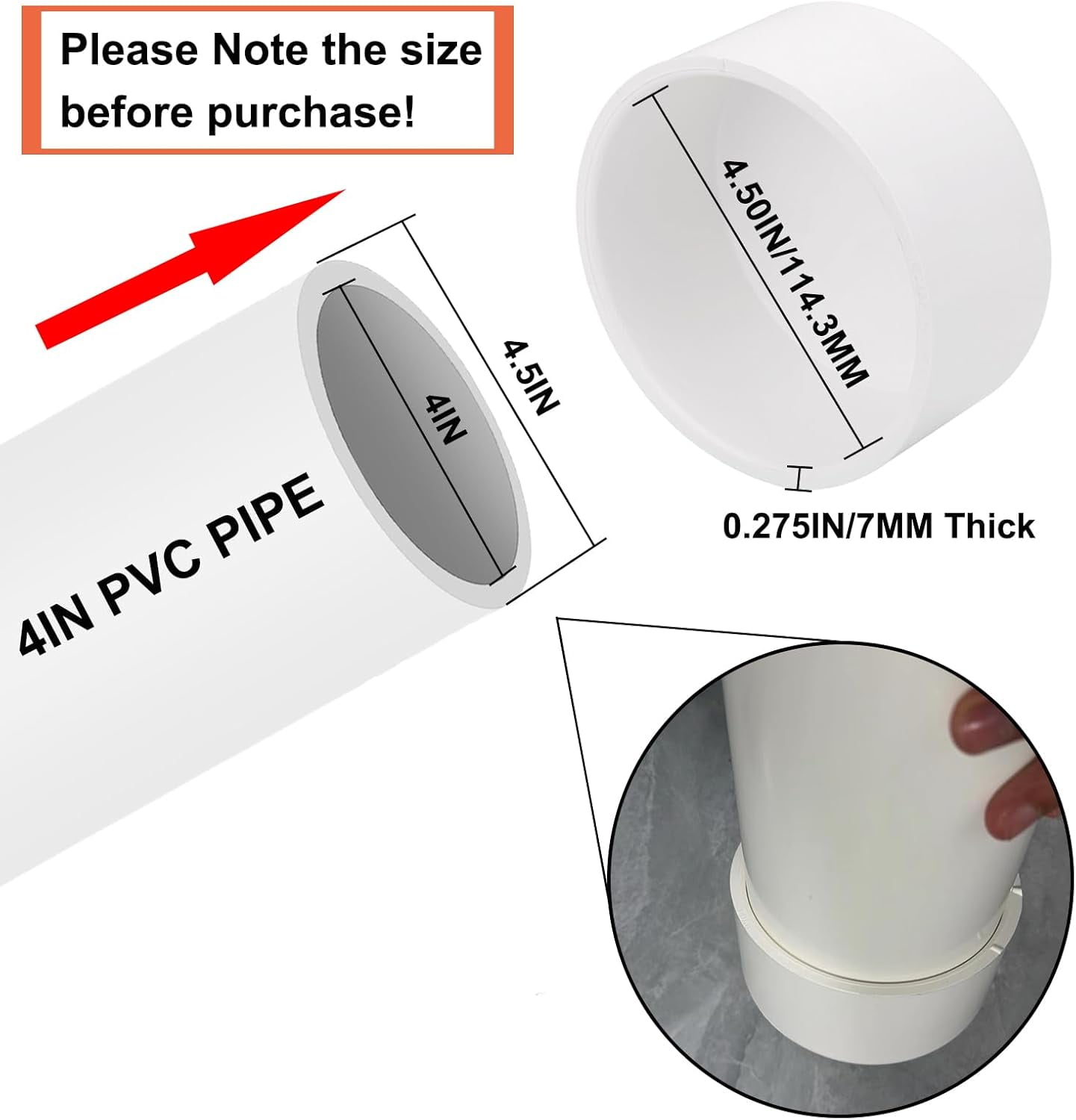 GHRTGR-3 Pack 4" PVC Pipe End Cap Fitting, Schedule 40 Furniture Grade ...