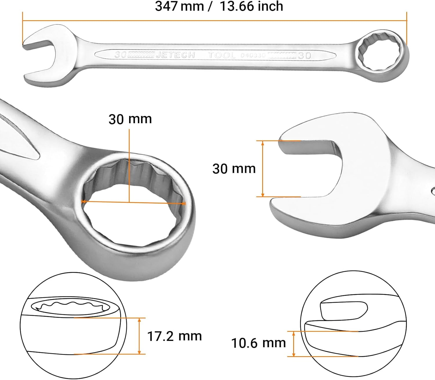 GHRTGR-30mm Combination Wrench - Industrial Grade Spanners with 12 ...