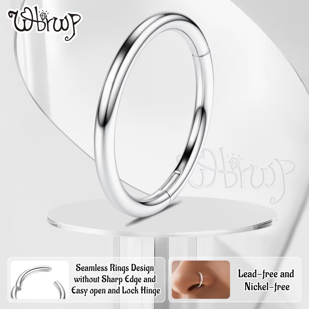 GHRTGR-316L Stainless-Steel Piercing-Ring Hinged Nose-Rings-Hoop : 20G 18G 16G 14G Womens Body ...