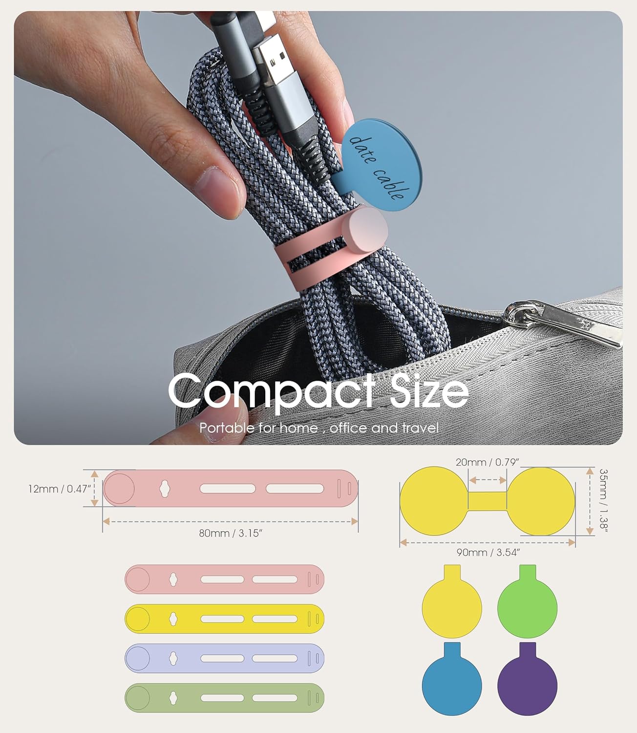 GHRTGR-32Pcs Cable Labels and Silicone Cable Ties Value Cable ...