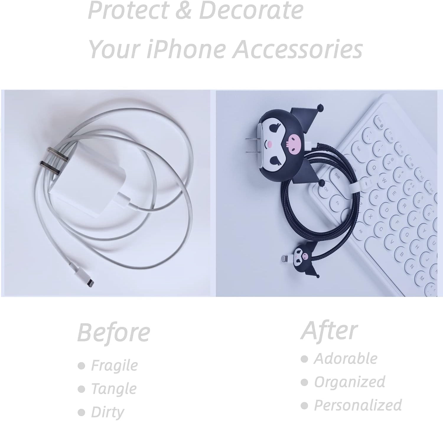 GHRTGR-3D Cute Cartoon Charger Protector Case - Compatible for Apple ...