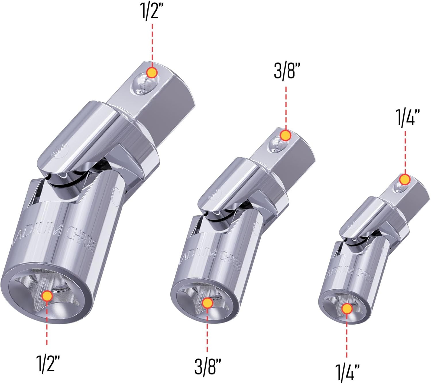 GHRTGR-3PCS Universal Joint Socket Adapter Set, 1/4-In 3/8-In 1/2-In ...