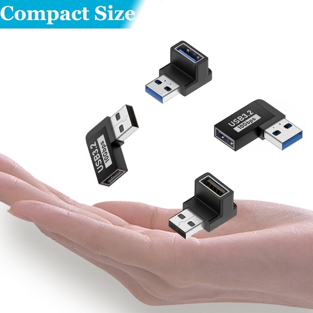 GHRTGR-4 Pack 10Gbps USB 3.1 Male to Female Adapter 90 Degree Right ...