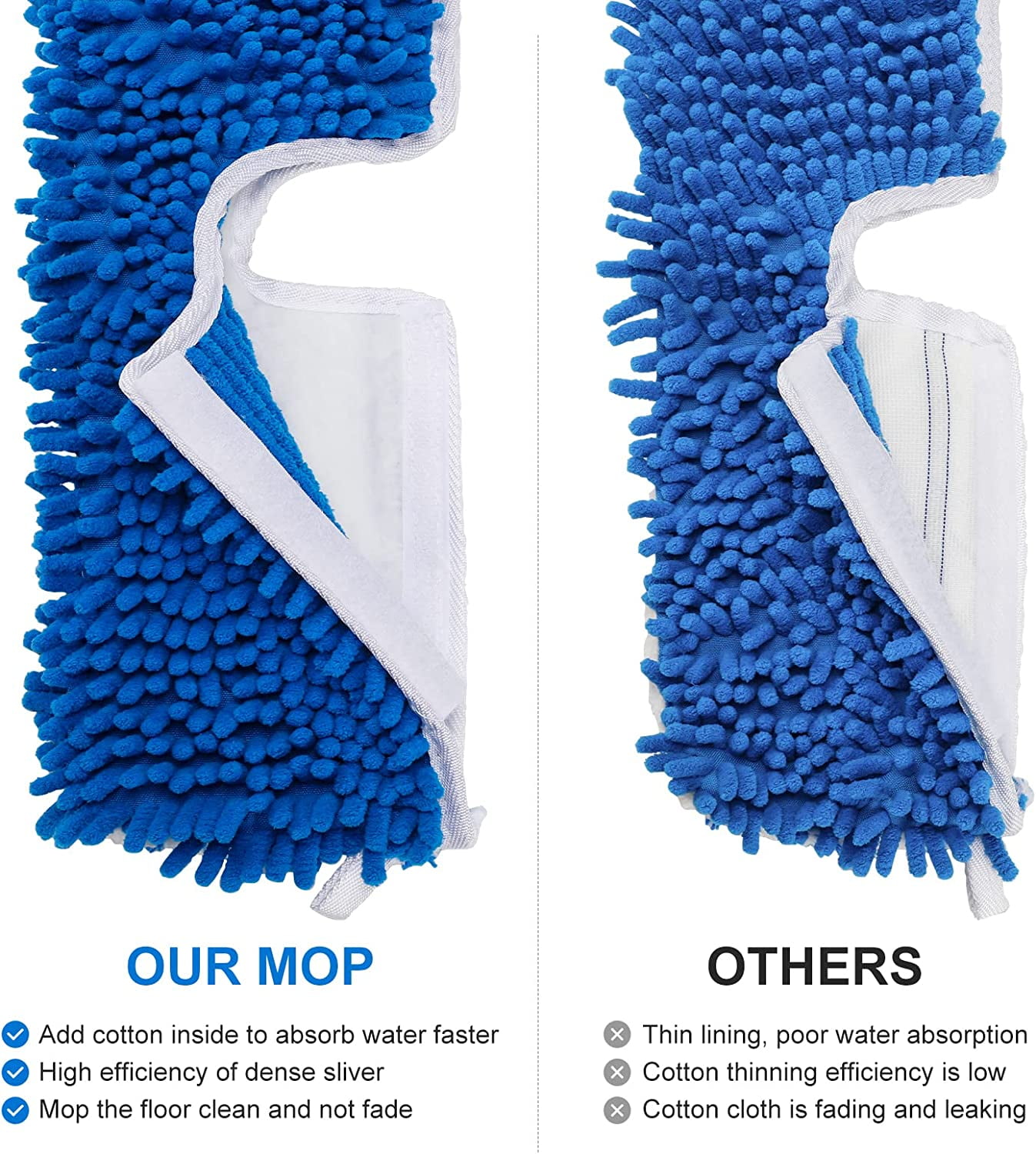 GHRTGR-4 Pack Chenille Mop Heads Replacements Compatible with Oceda ...