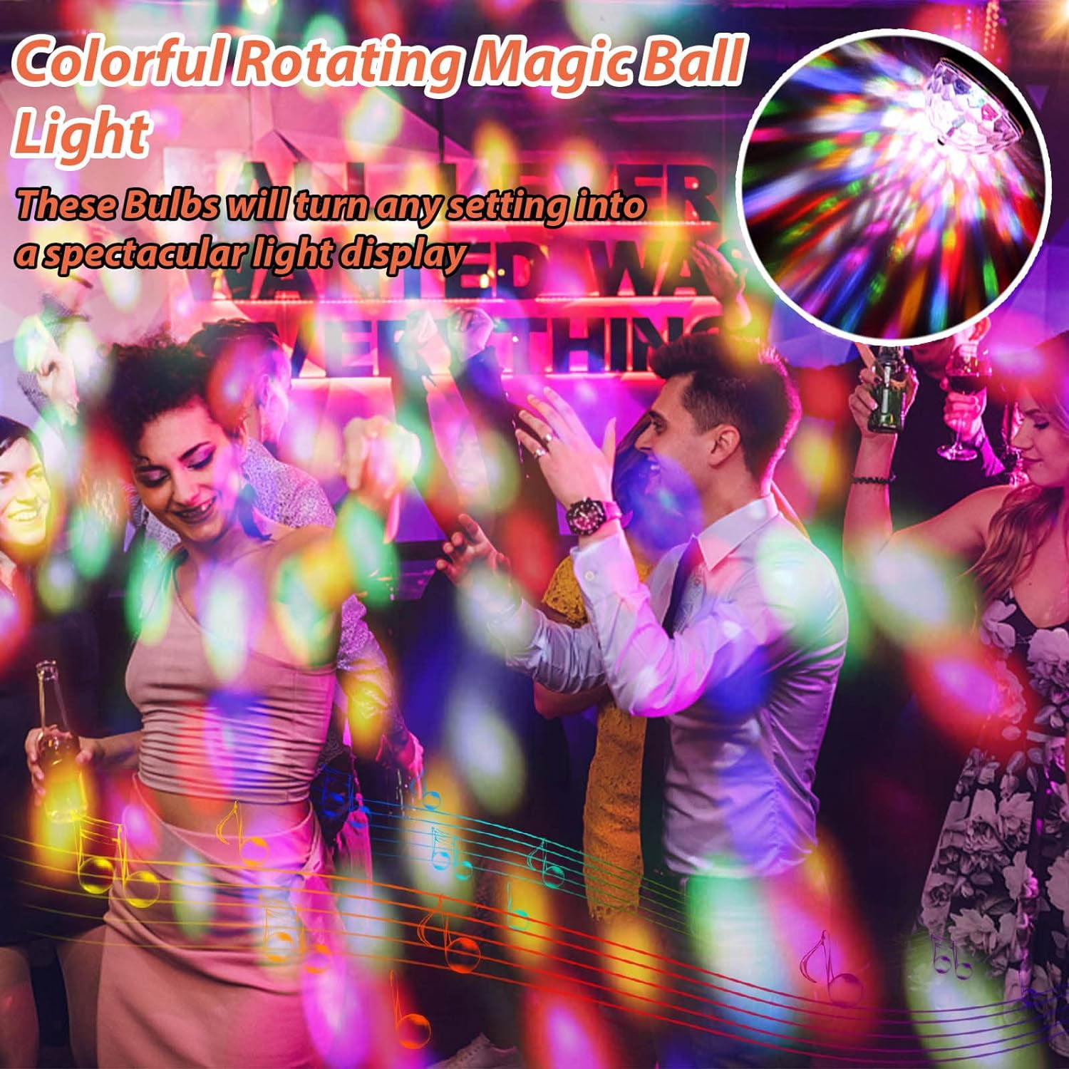 GHRTGR-4 Pack Colorful Magic Rotating Ball Light, LED Plug in Disco ...