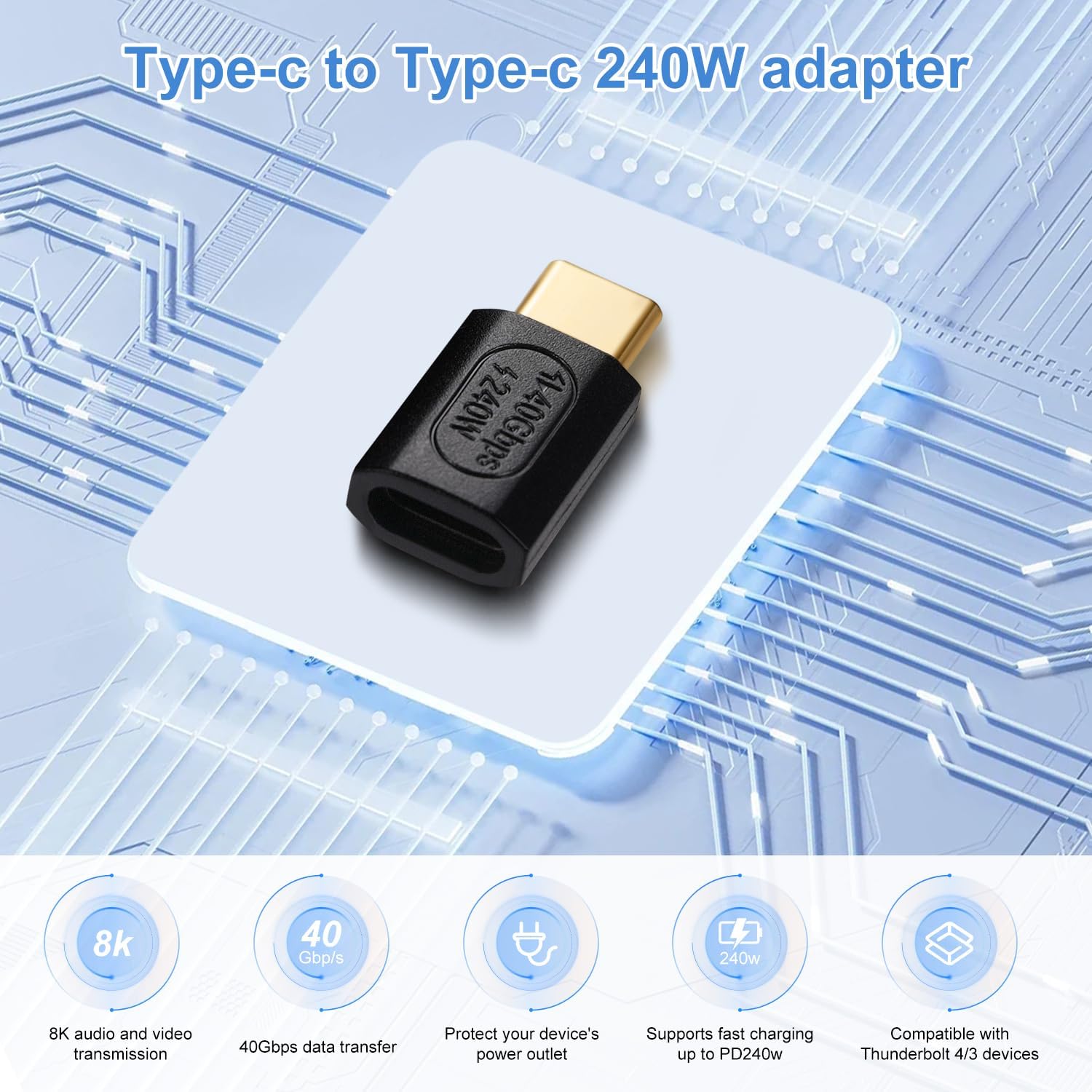 GHRTGR-4 Pack USB C Adapter Connector, Supports Thunderbolt 4/3, USB4/3 ...