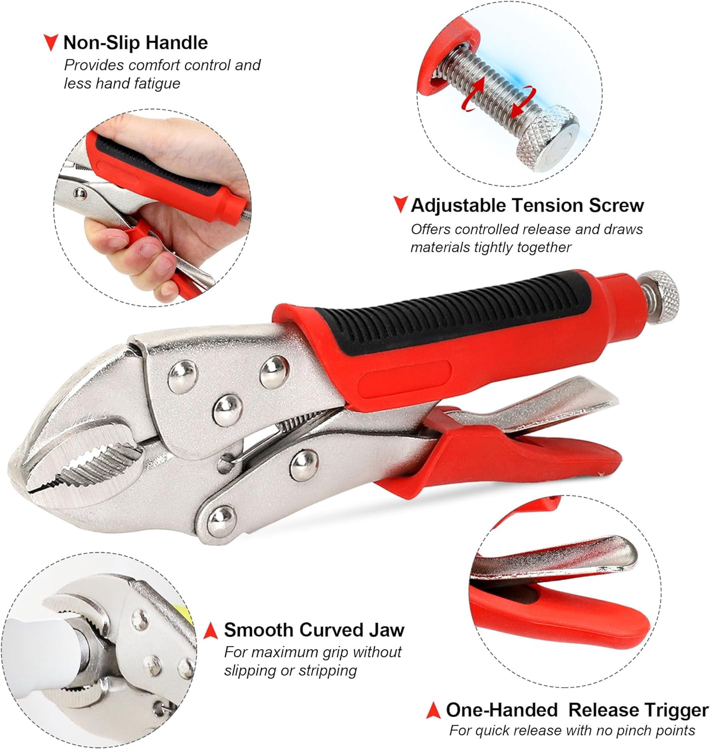 GHRTGR-4-Piece Locking Pliers Set with Heavy Duty Grip, 5", 7" and 10 ...