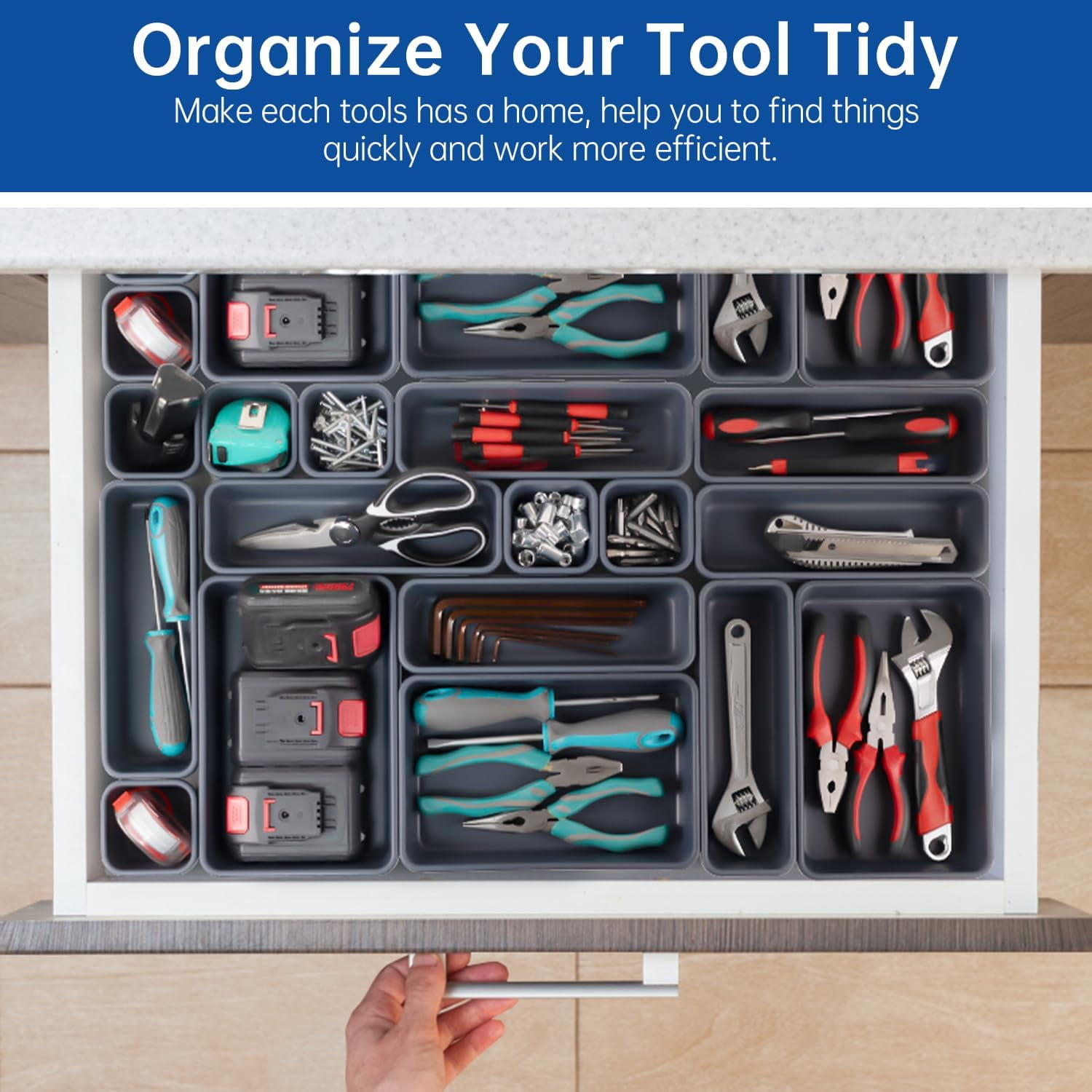 GHRTGR-45 Pack Tool Box Organizer Tray, 3-Sizes Tool Box Organizers And ...