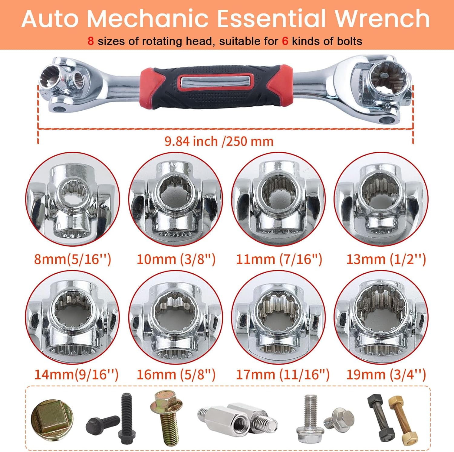 GHRTGR-48-in-1 Multi Socket Wrench, 5/16"-3/4" & 8-19mm Heavy Duty ...