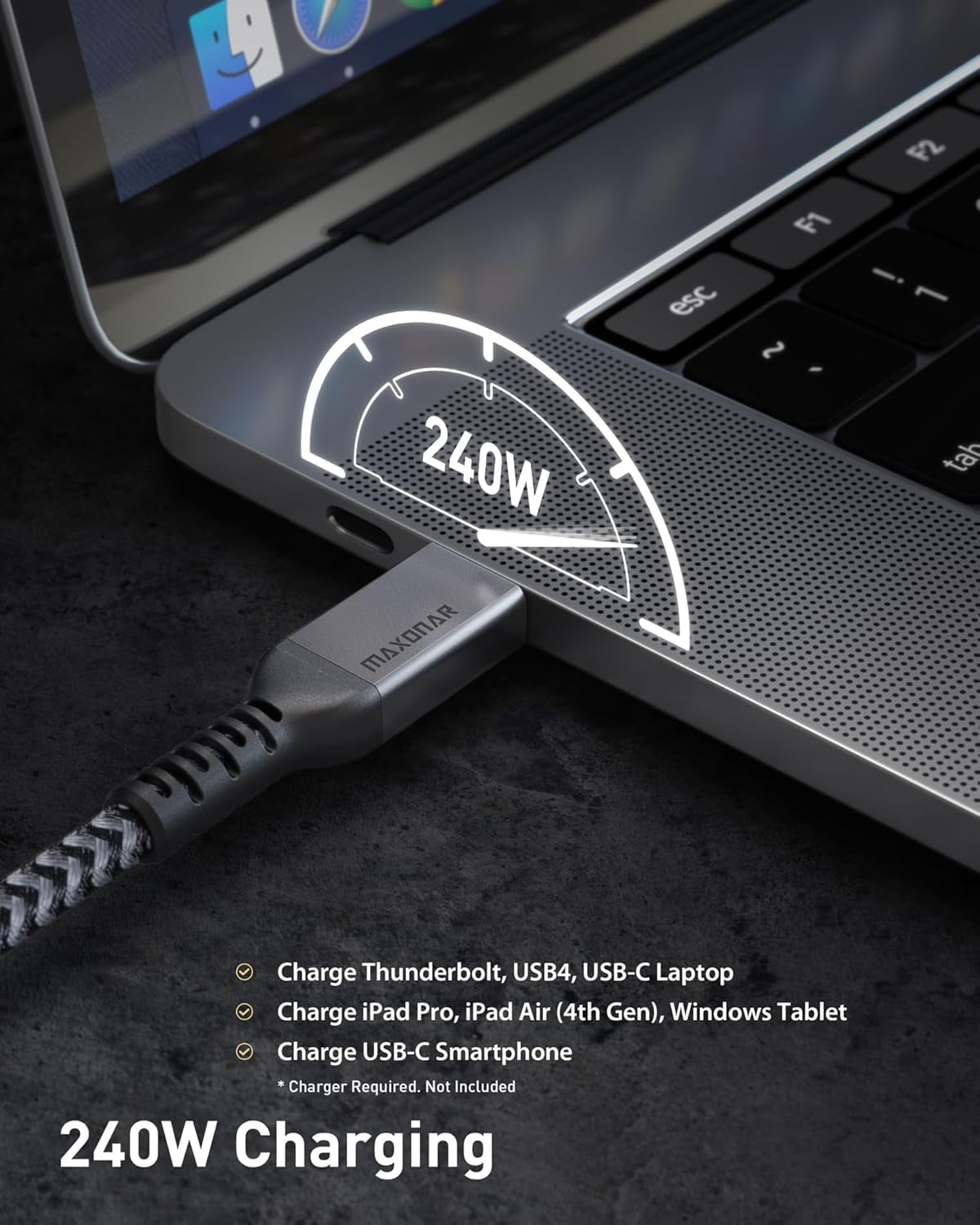 GHRTGR-[4Ft] Thunderbolt 4 Cable, 240W Thunderbolt Cable 40Gbps Sync 8K ...