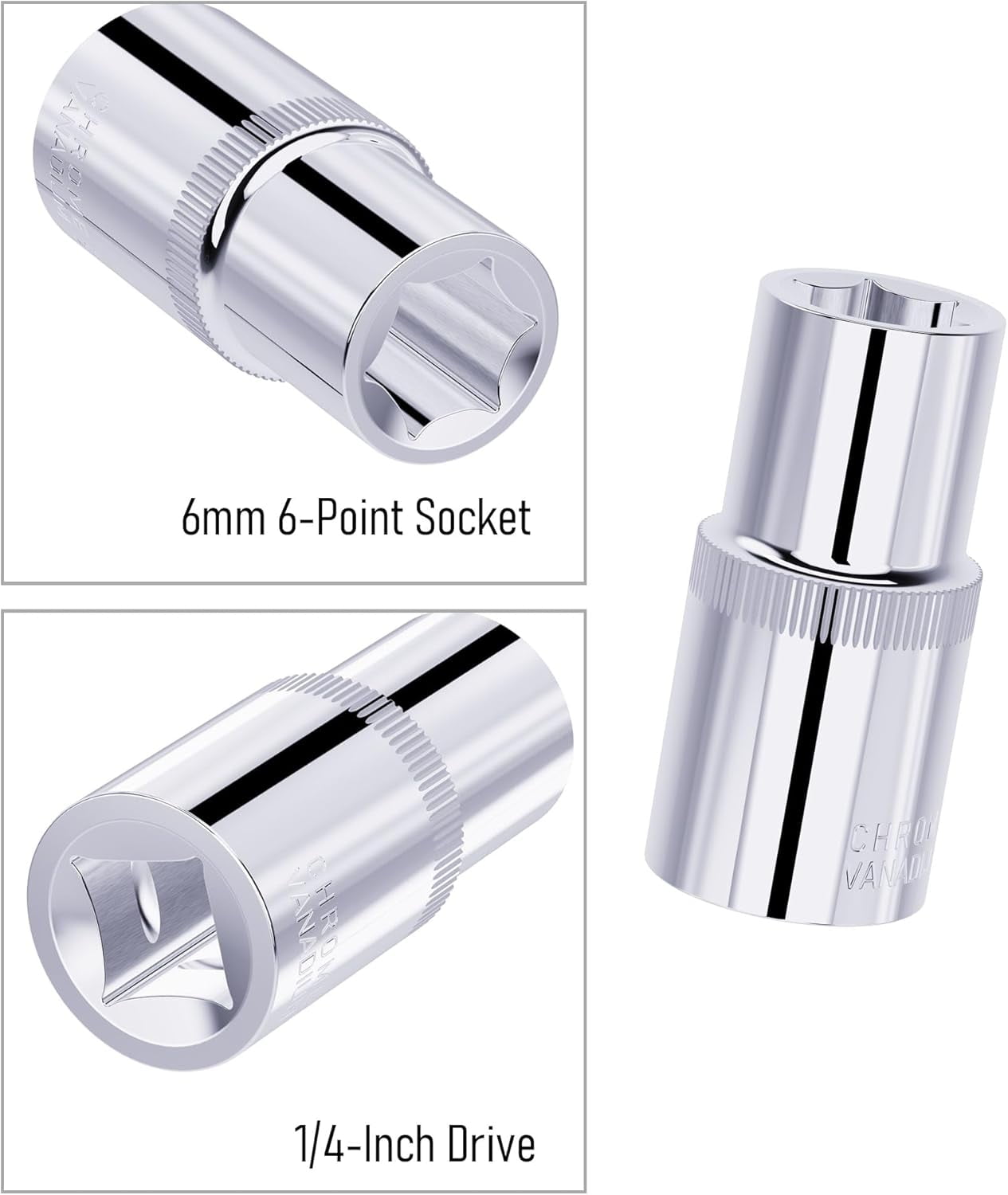 GHRTGR-4PCS 6mm Shallow Socket, 1/4 Inch Drive, 6-Point, Metric, Heat ...