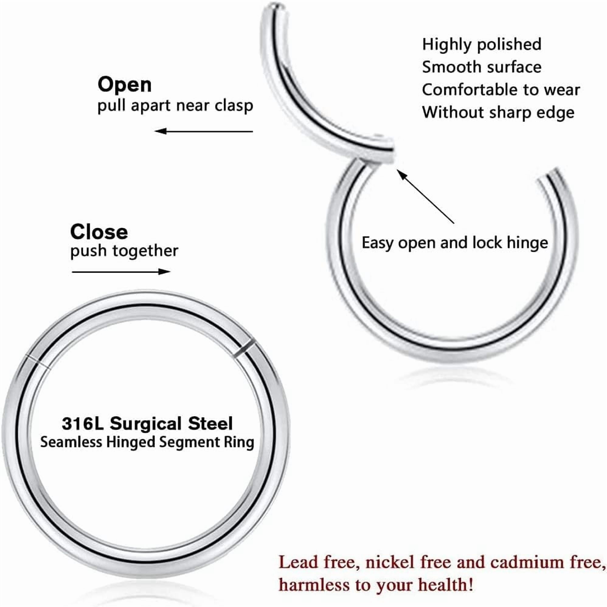 GHRTGR-4Pairs 18g Surgical Stainless Steel Sleeper Cartilage Daith Tiny ...