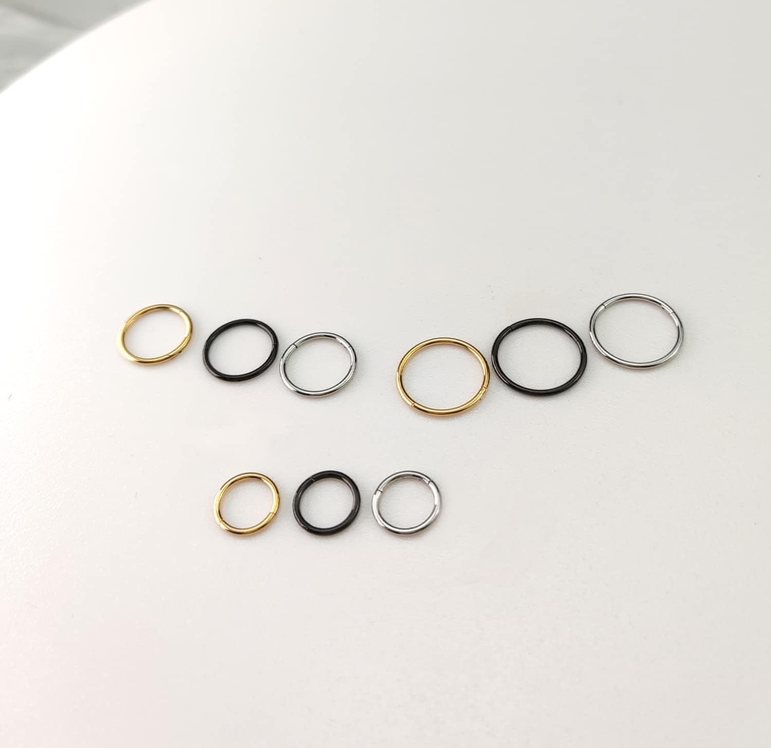 GHRTGR-4Pcs 16G 18G 20G Surgical Steel Nose Rings Hoops Hinged Clicker ...