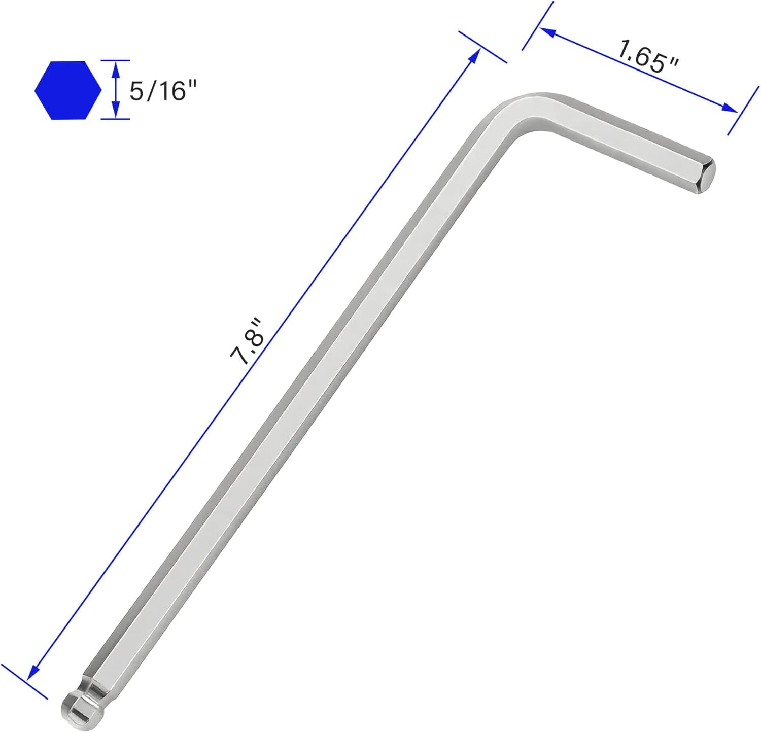 GHRTGR-5/16" Ball End Hex Key Allen Wrench, SAE Internal Hexagonal, Wrench L Shaped Long Arm ...