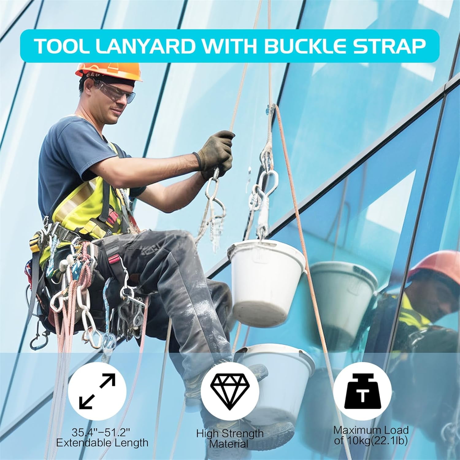 GHRTGR-5 Pack Tool Lanyard with Buckle Strap,35.4''-51.2'' Extendable ...