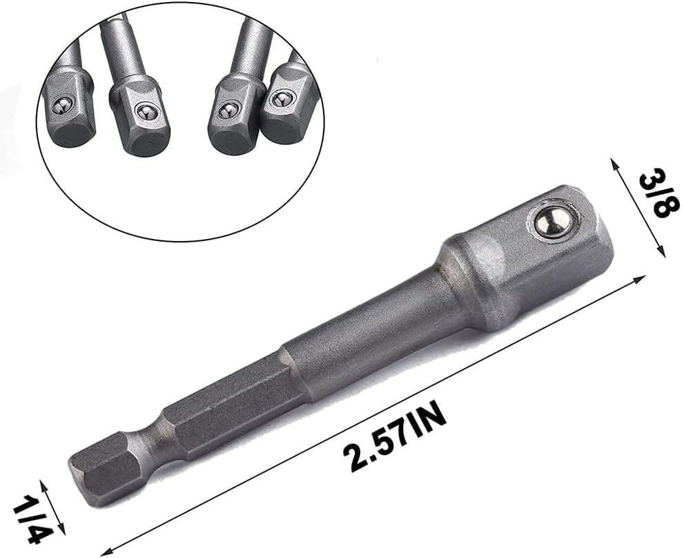 GHRTGR-5 Pieces Impact Adapter Square Socket Adapter, 1/4" Hex Shank to ...