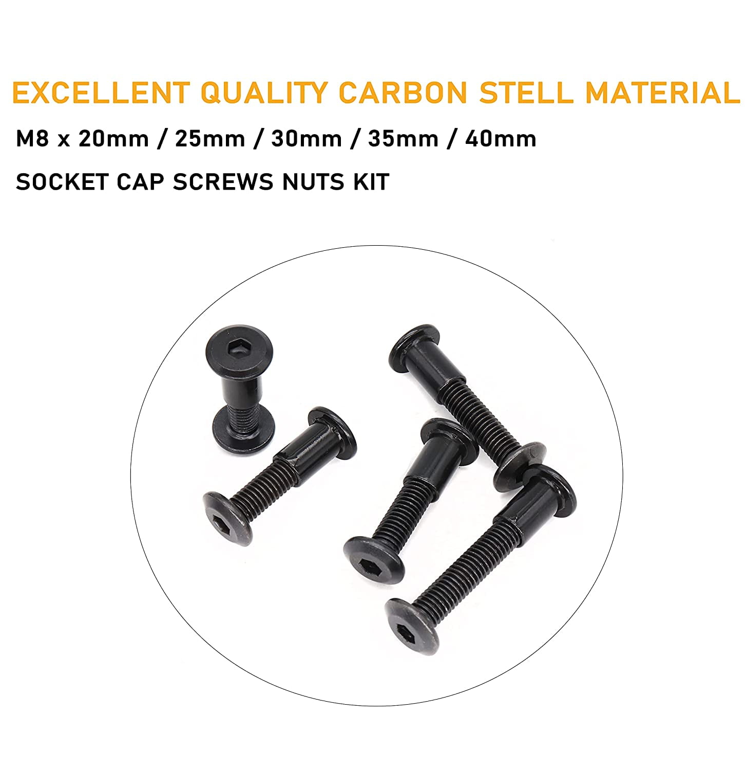 GHRTGR-50pcs Black M8 Countersunk Rivet Socket Cap Connecting Bolts Cap ...