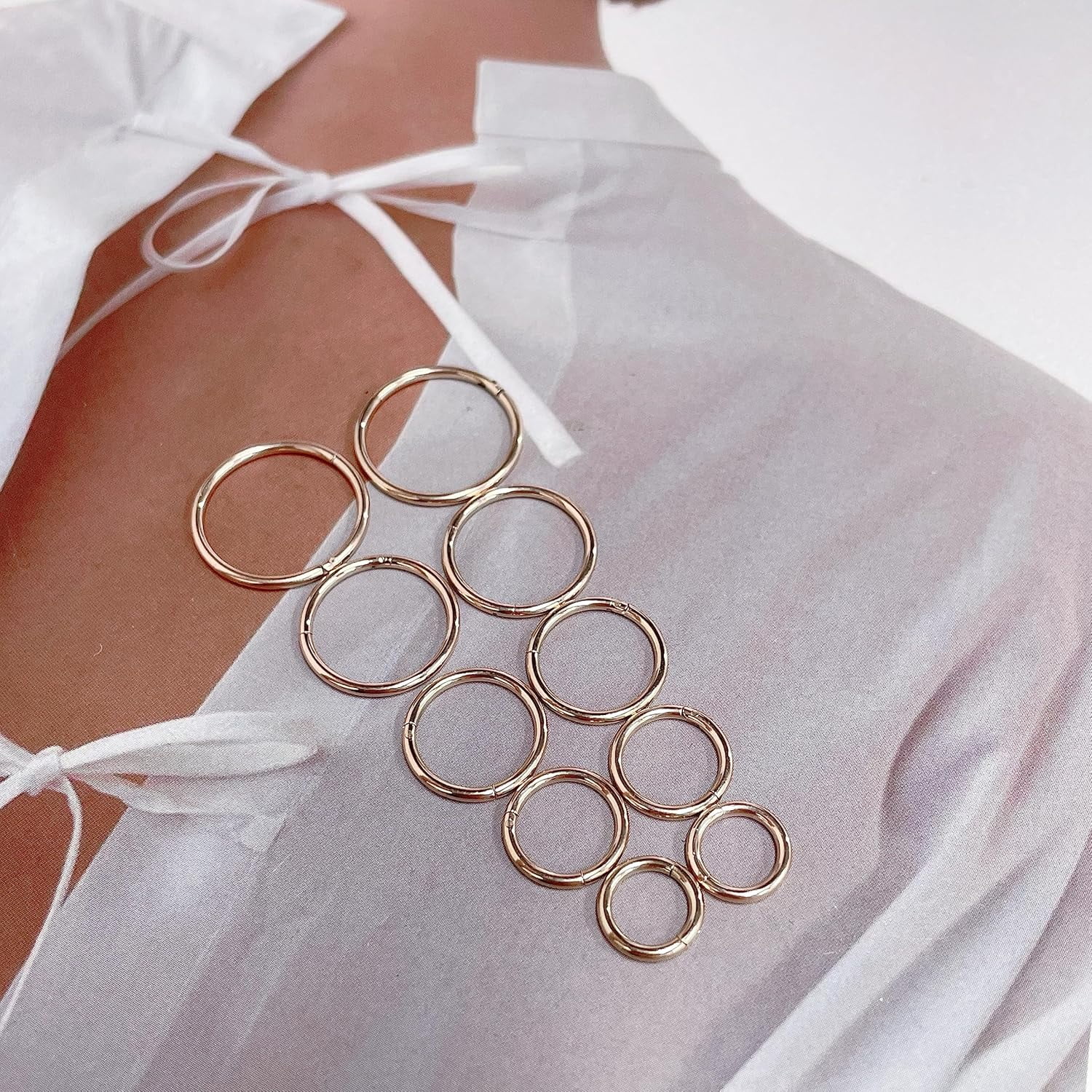 GHRTGR-5Pairs Surgical Stainless Steel 16G Sleeper Cartilage Daith Tiny Small Hoop Earrings Mini ...