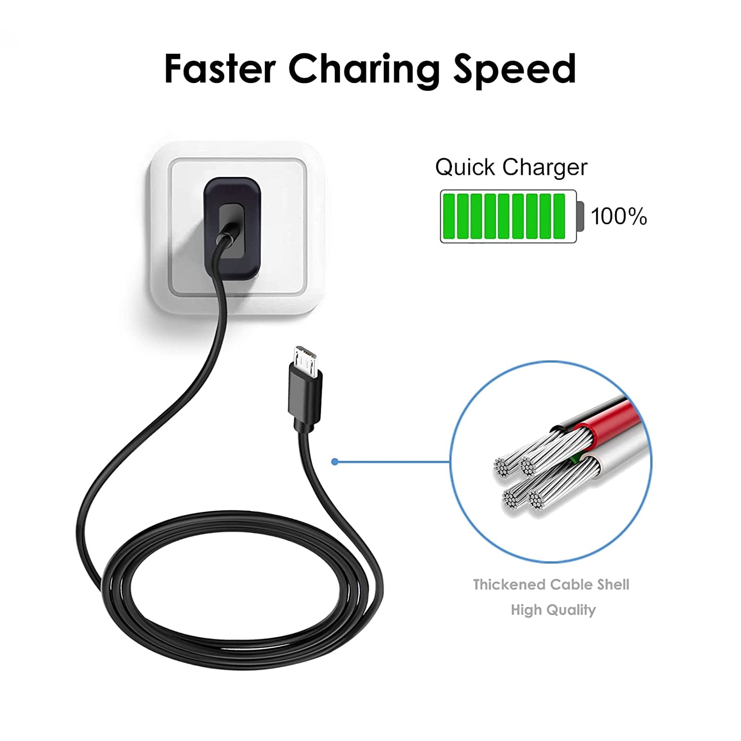 GHRTGR-5V 2A 1A Fast Wall Charger 5ft Micro USB type B Charging Cable ...