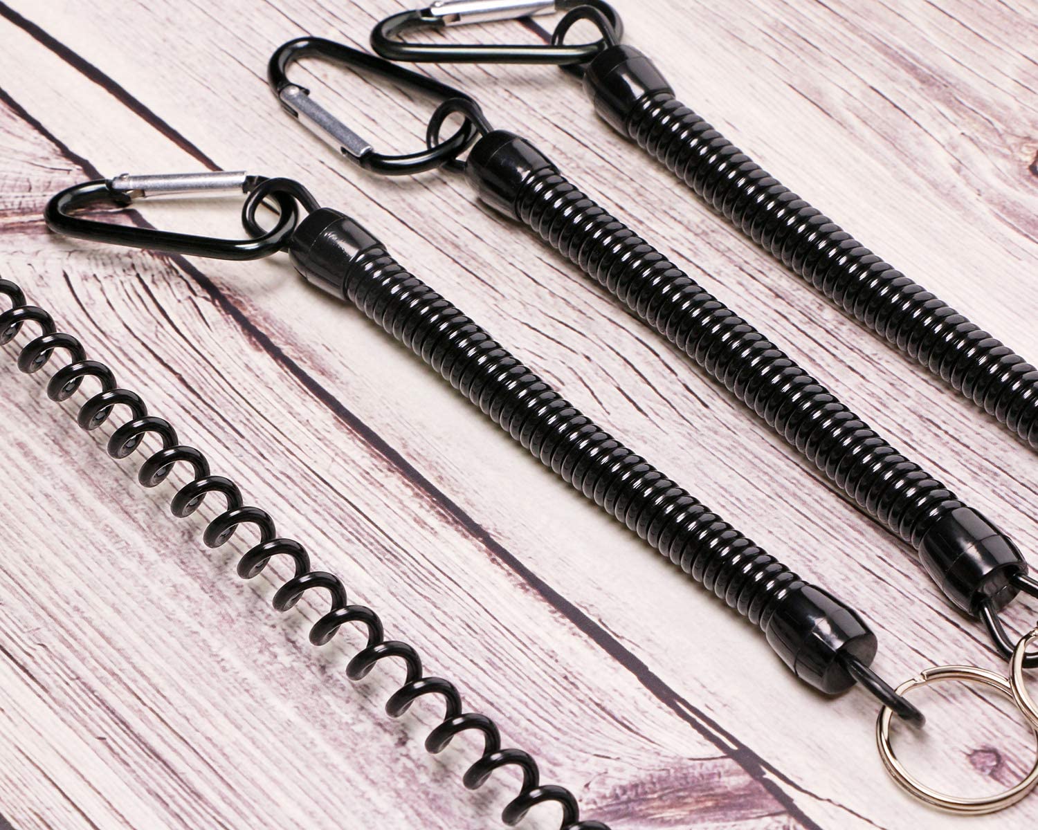 GHRTGR-6.89 inch Black Fishing Lanyards Retractable Spiral Spring ...