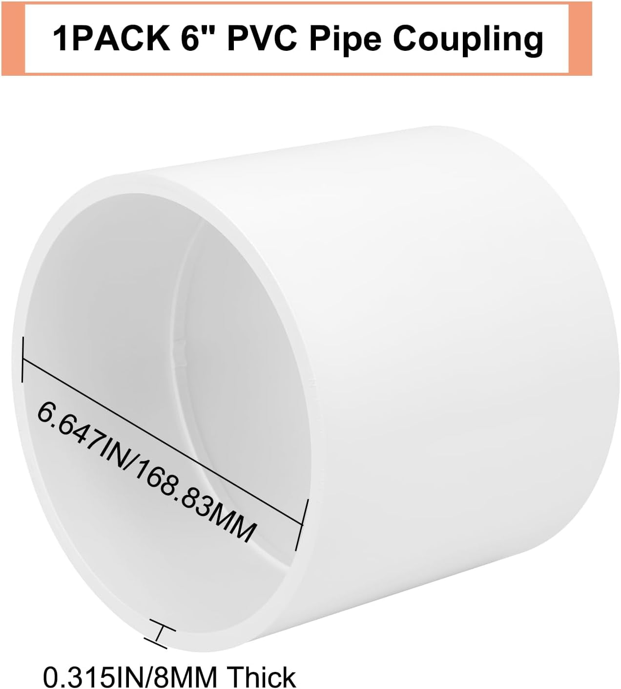 GHRTGR-6" PVC Pipe Coupling Adapter Pipe Fittings (Socket x Socket ...