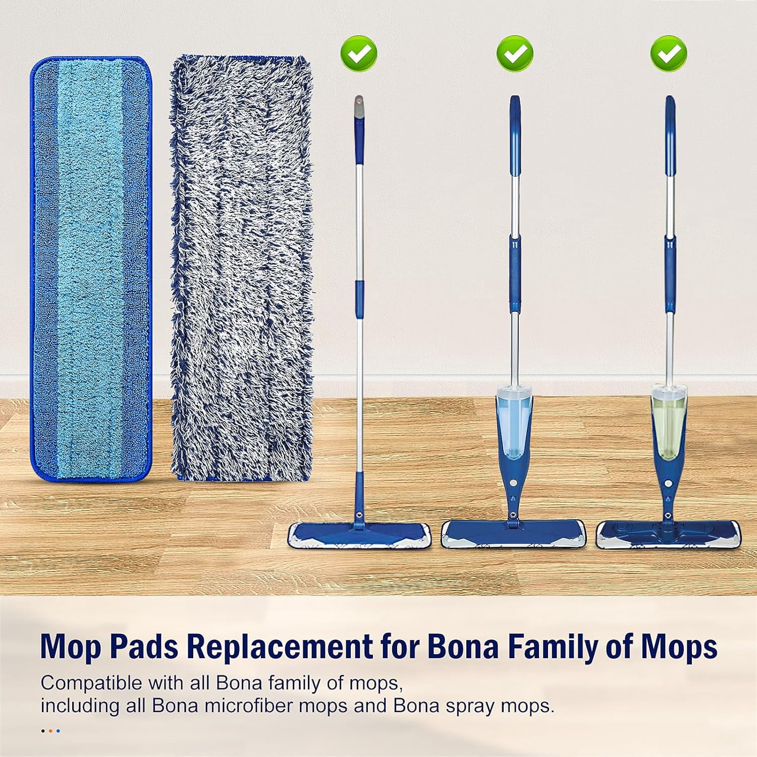 GHRTGR-6 Pack Mop Pads for Bona Family of Mops, 3 Microfiber Cleaning ...