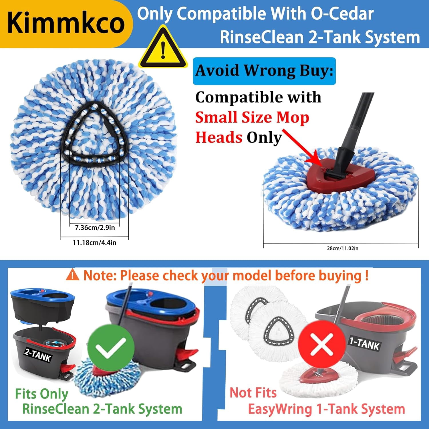 GHRTGR-6 Pack Spin Mop Head Replacement for O Cedar RinseClean Spin Mop ...