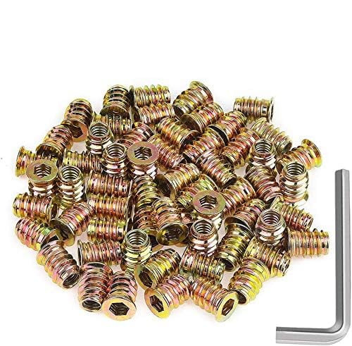 GHRTGR-60 Pieces 1/4"-20 x 15mm Furniture Insert Nut, Hex Socket ...