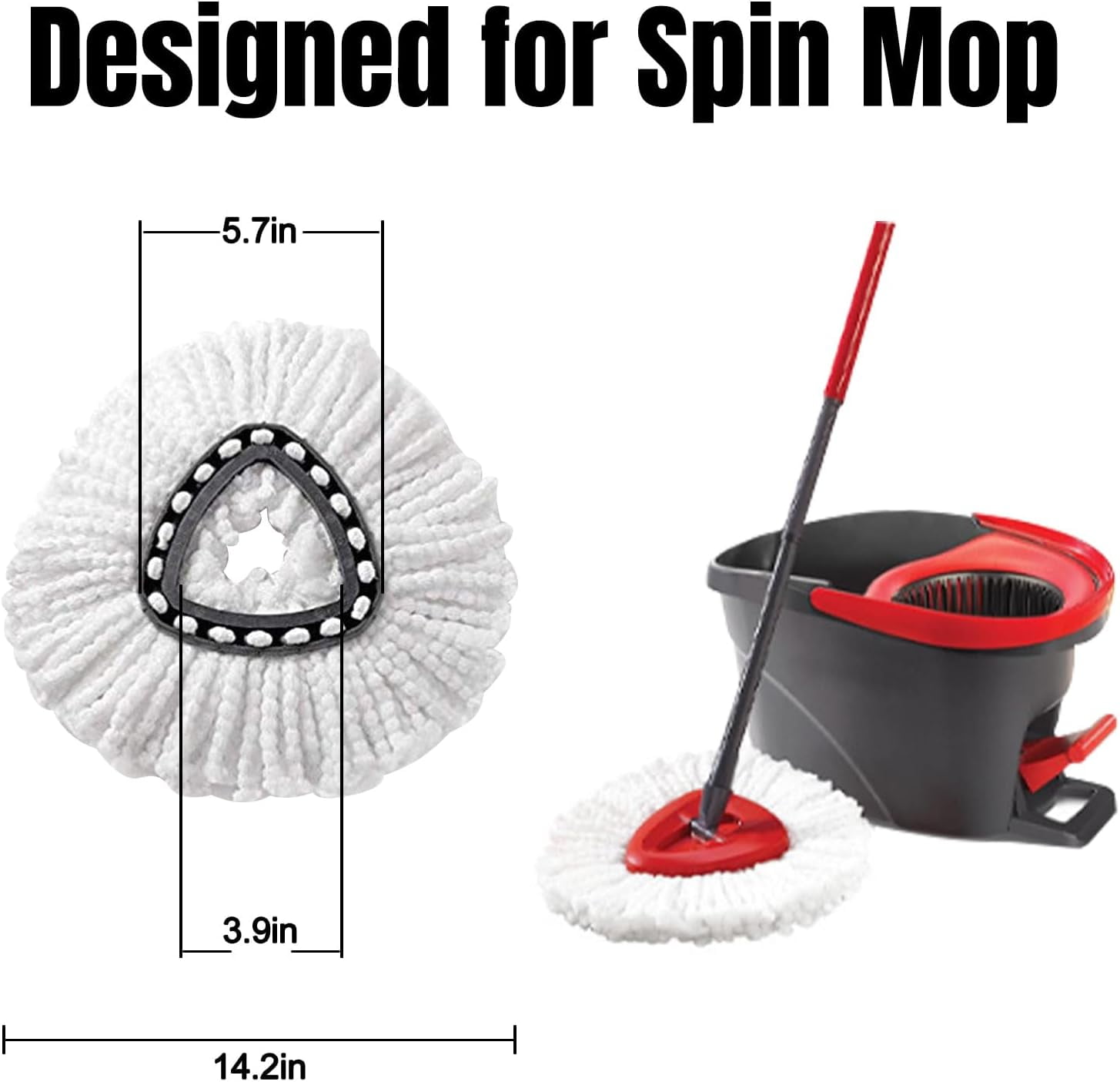 GHRTGR-6Pcs Spin Mop Replacement Heads, White Large 360° Easy Wring ...