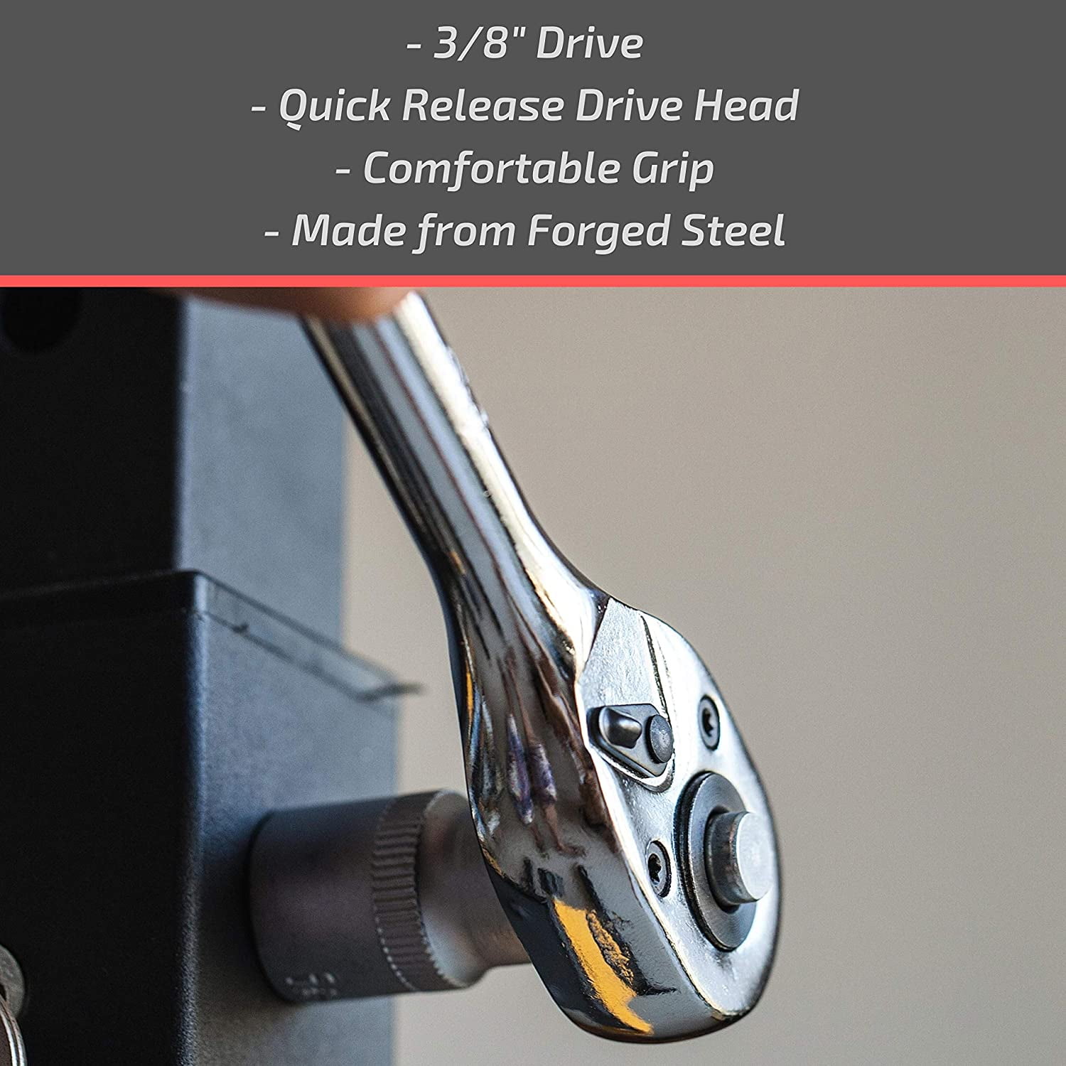 GHRTGR-7.5-Inch Dual Direction Gear Ratchet, 3/8 Inch Drive, Chrome ...