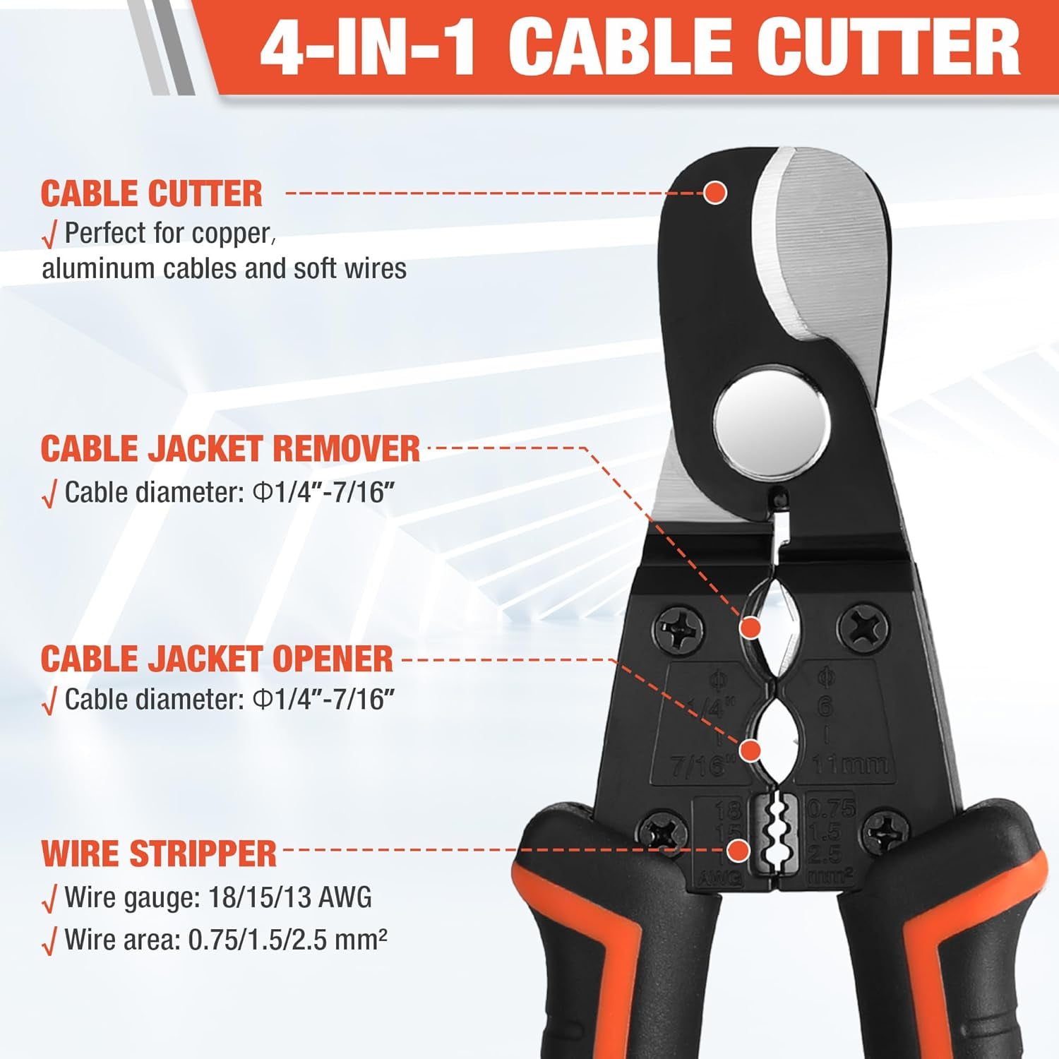 GHRTGR-7 Inch Wire Stripper, Cable Cutters, Jacket Removal Cable ...