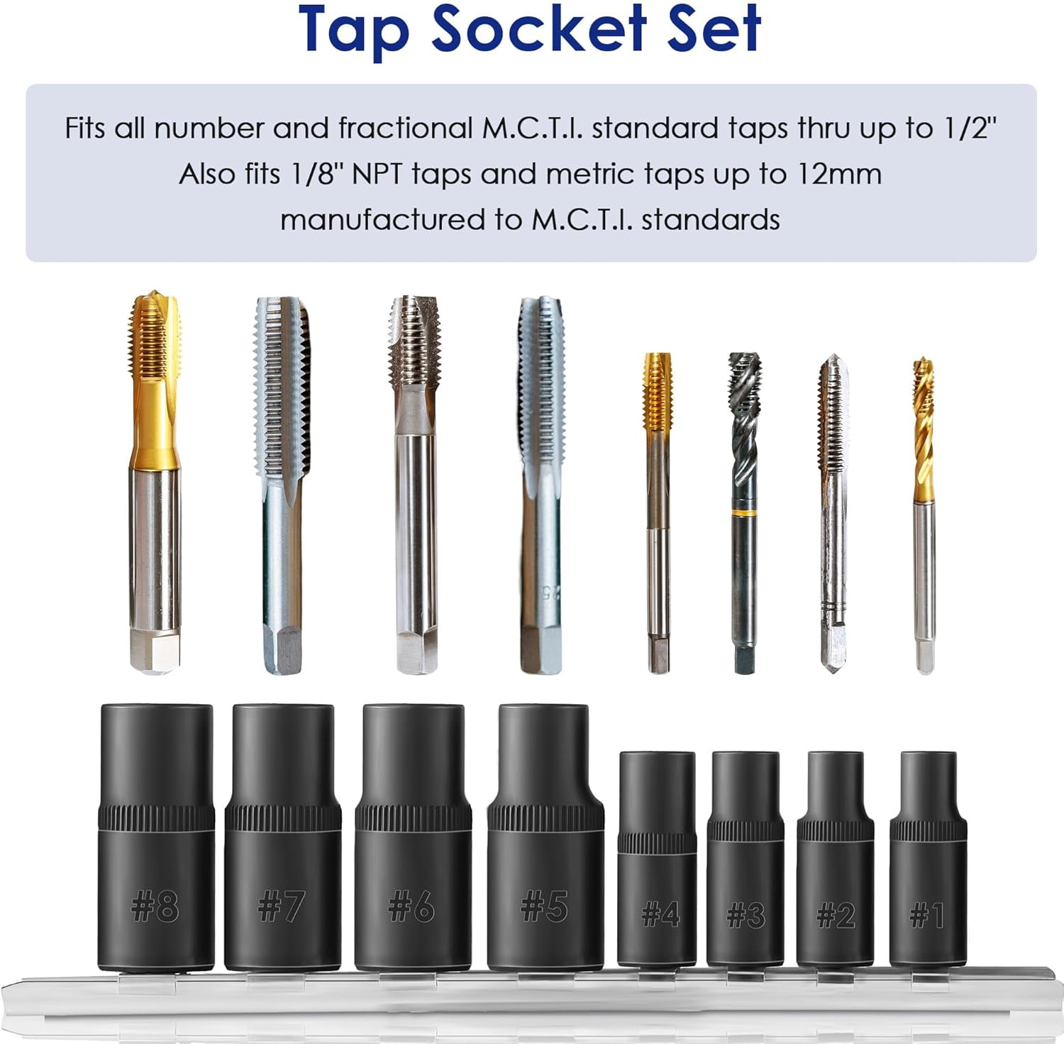 GHRTGR-70500 Tap Socket Set, 1/4" and 3/8" Drive Tap Socket Adapter ...