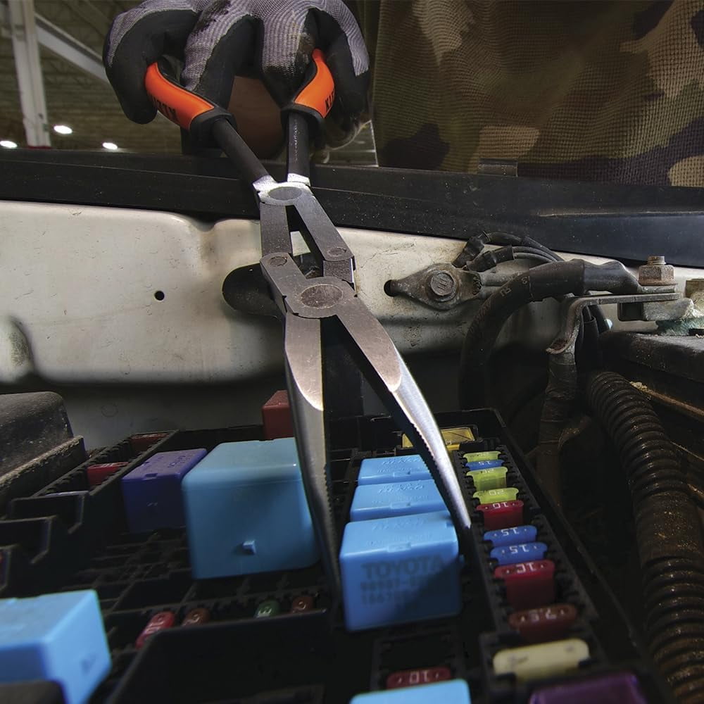 GHRTGR-71401 Long Nose Pliers, Bent Nose Pliers, Angled Knurled Jaws ...