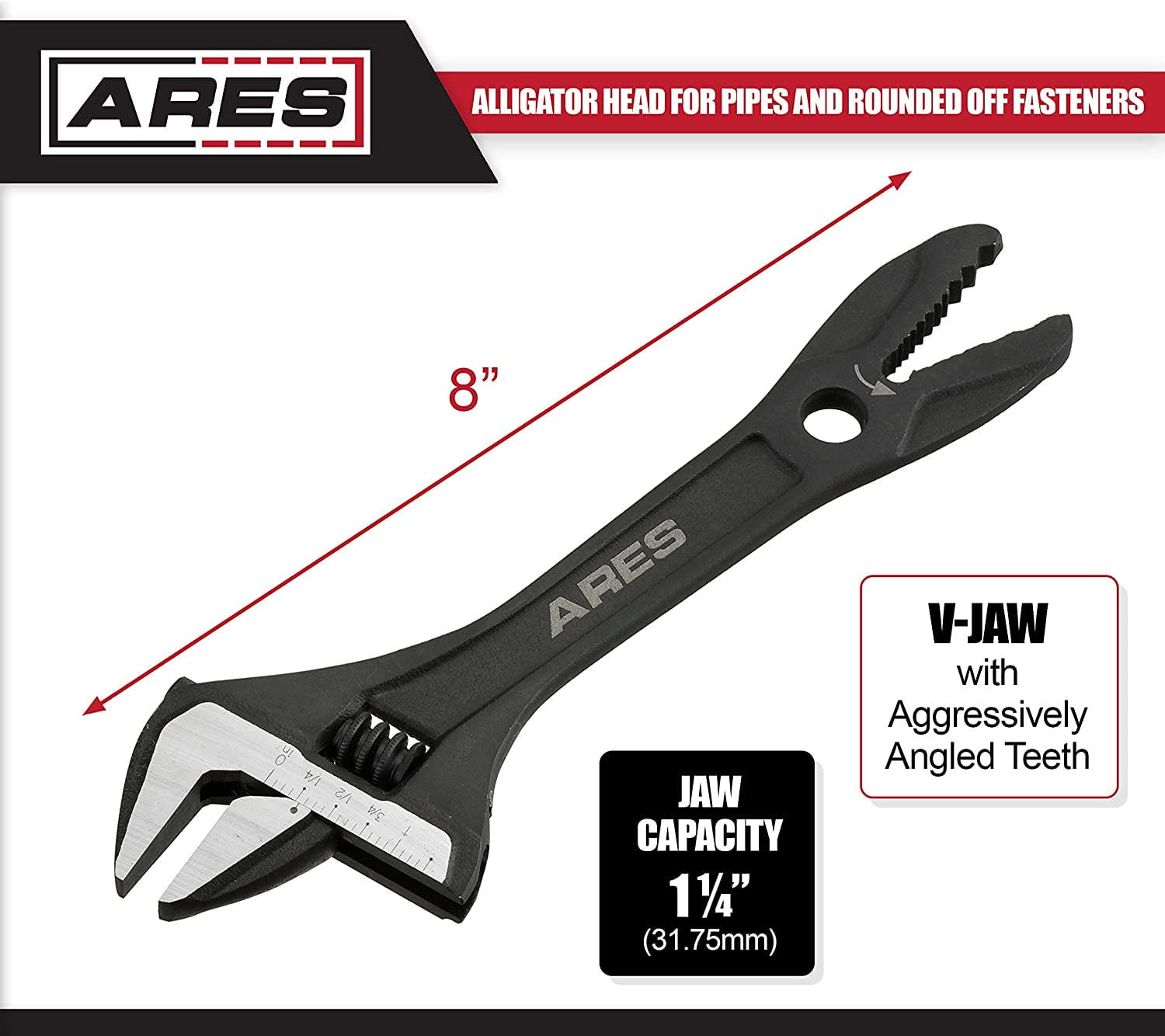 GHRTGR-79007-8-Inch Adjustable Alligator Wrench - 1 1/4-Inch Jaw ...