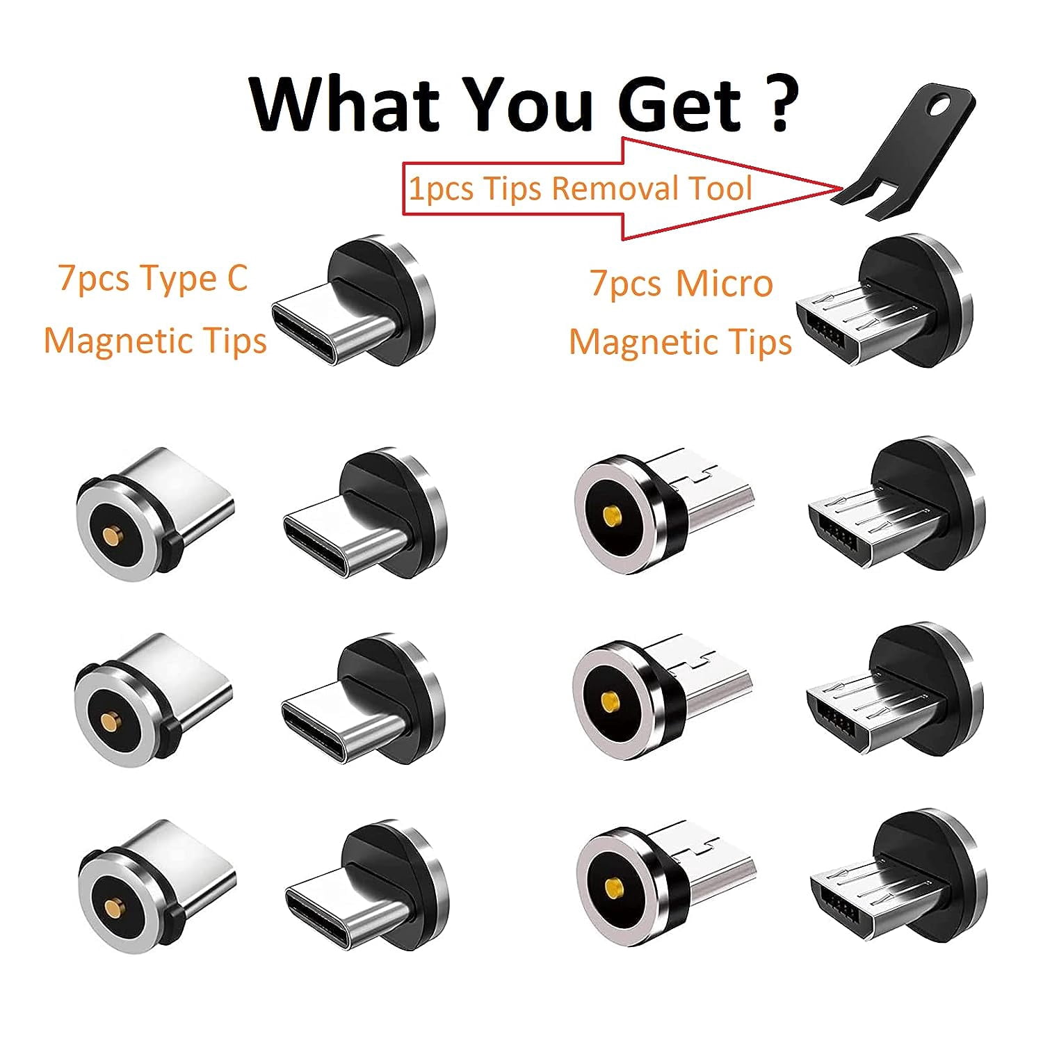 GHRTGR-7Pcs Type C 1-Pin Magnetic Tips and 7Pcs Micro 1-Pin Magnetic ...