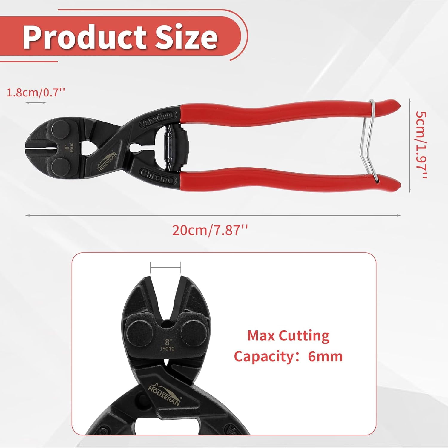 GHRTGR-8 Inch Mini Bolt Cutters, Compact Bolt Cutter with Recess and ...