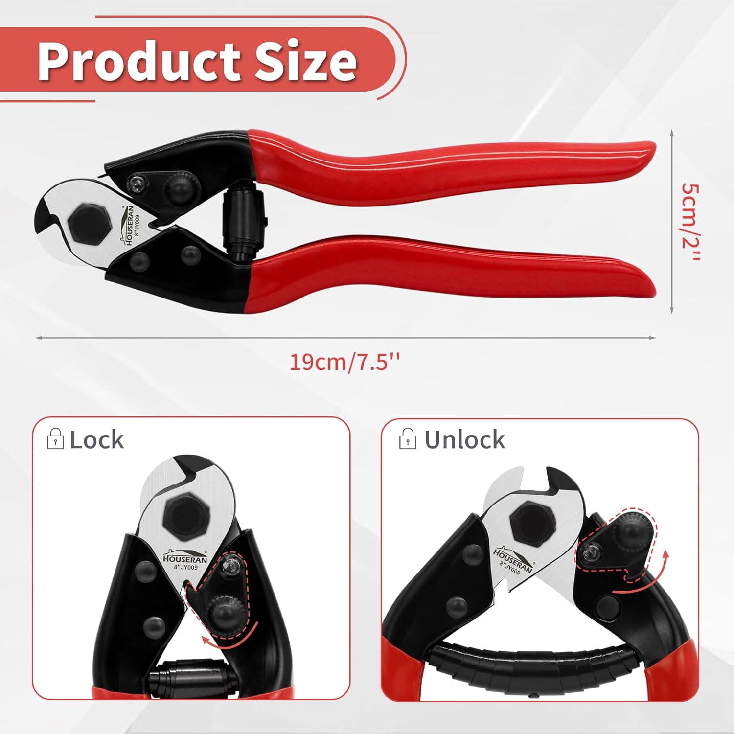 GHRTGR-8 Inch Wire Rope Cutter, Stainless Steel Cable Cutter, Heavy ...