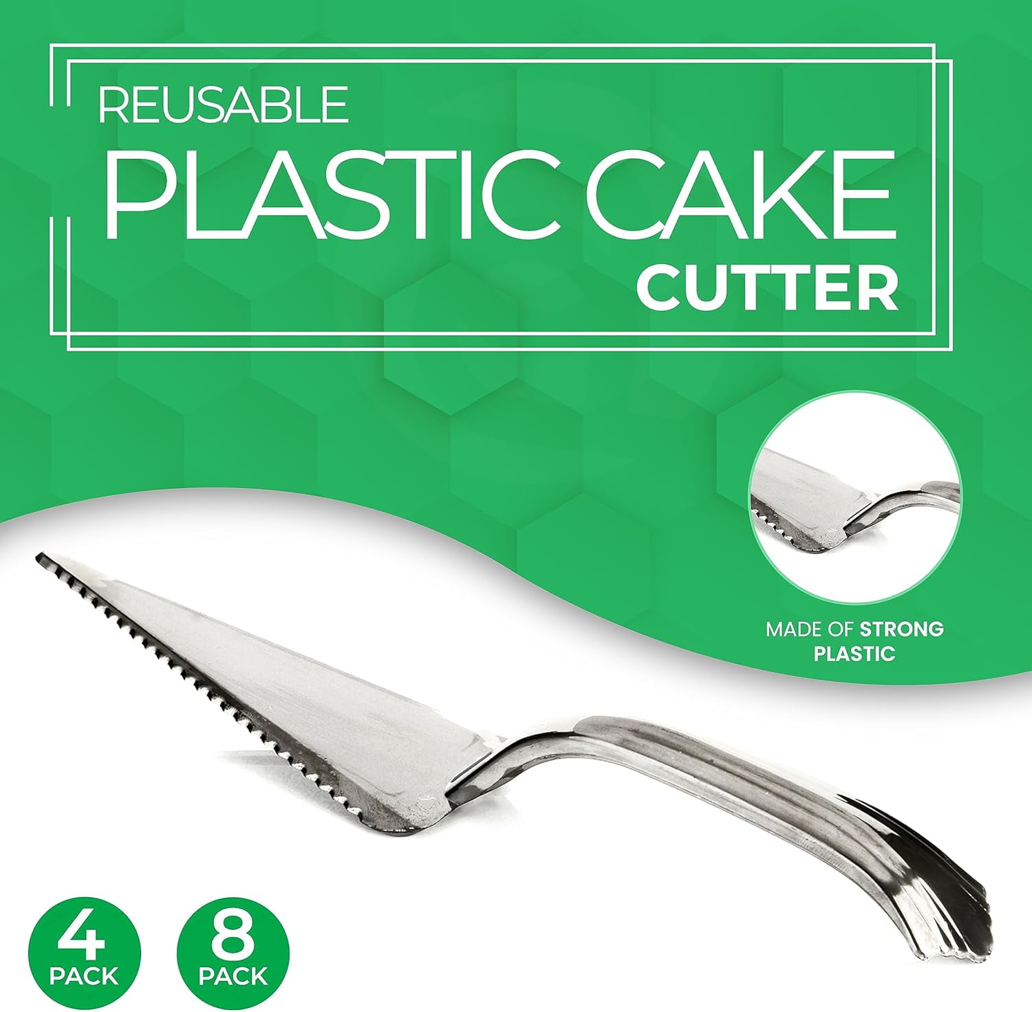 GHRTGR-[8 Pack Silver Disposable Plastic Cake Cutter, Heavy Duty ...