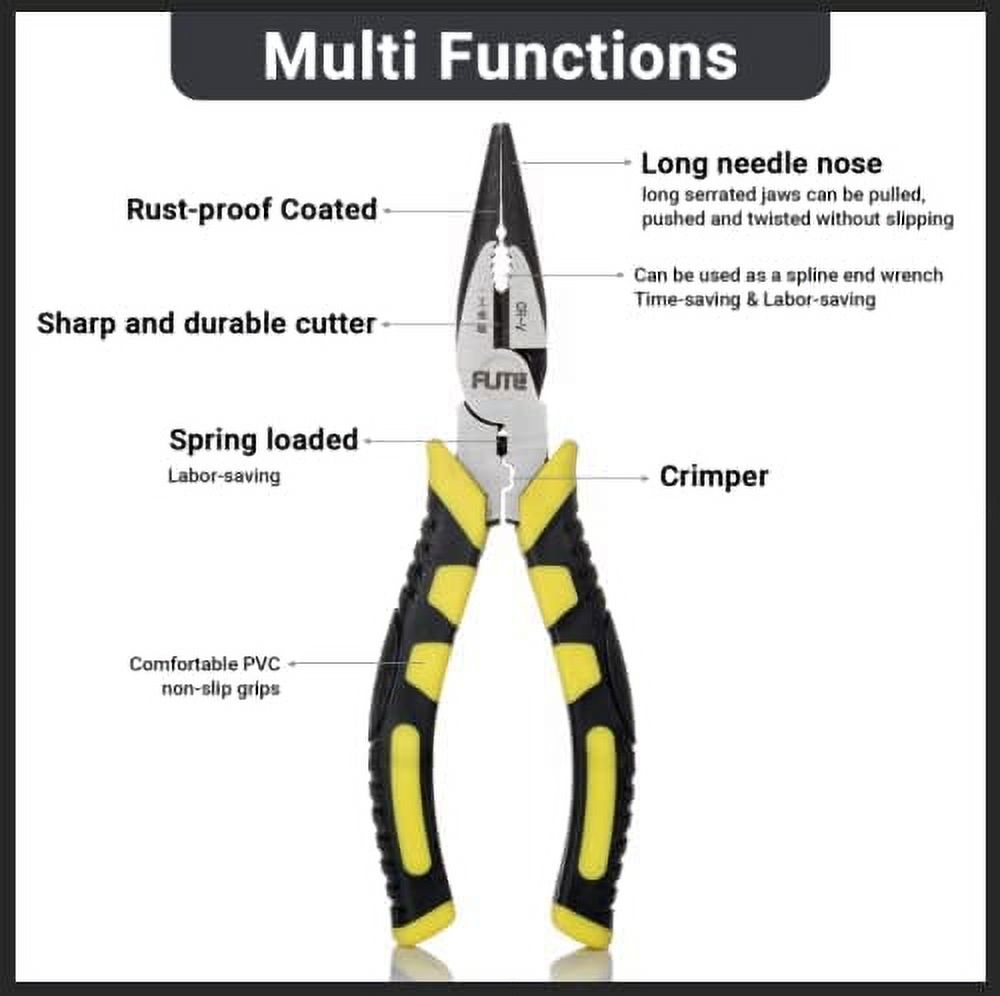 GHRTGR-8 inch Needle Nose Pliers with Wire Cutter Linesman Pliers for ...