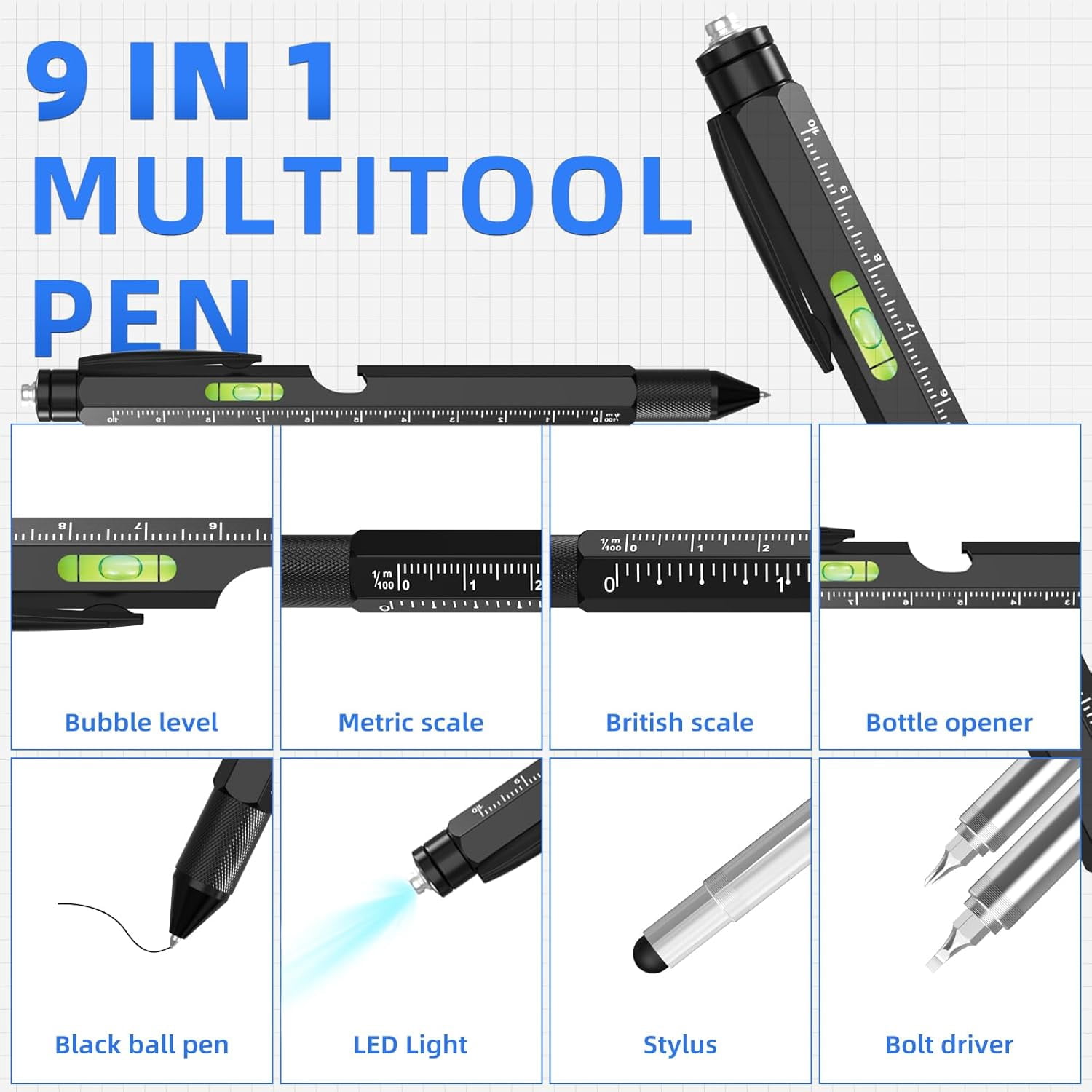 GHRTGR-9-in-1 Multi-Tool Pen Gift Set - Father's Day Present with ...