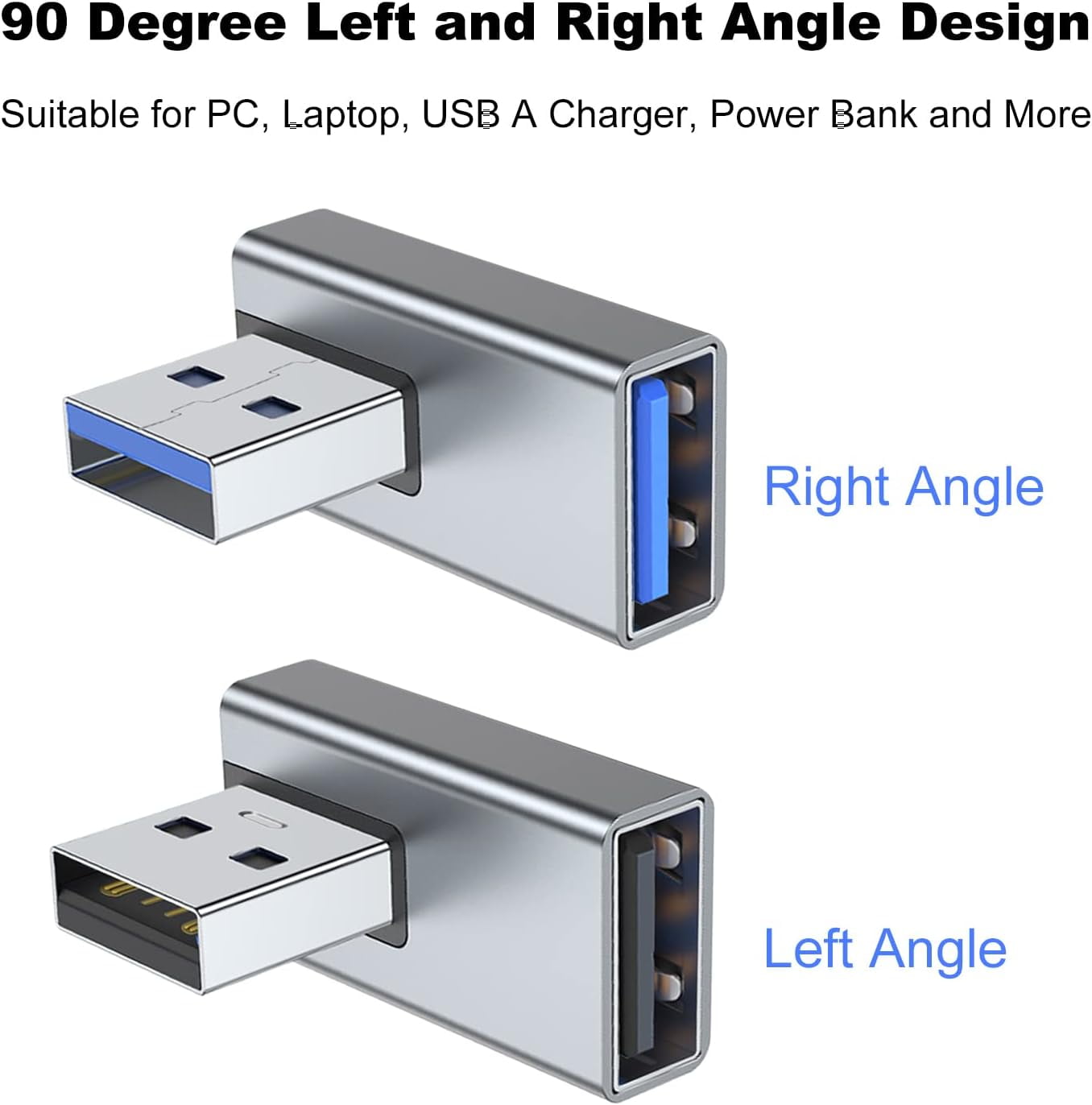 GHRTGR-90 Degree USB 3.0 Adapter 2 Pack, Left and Right Angle USB A ...
