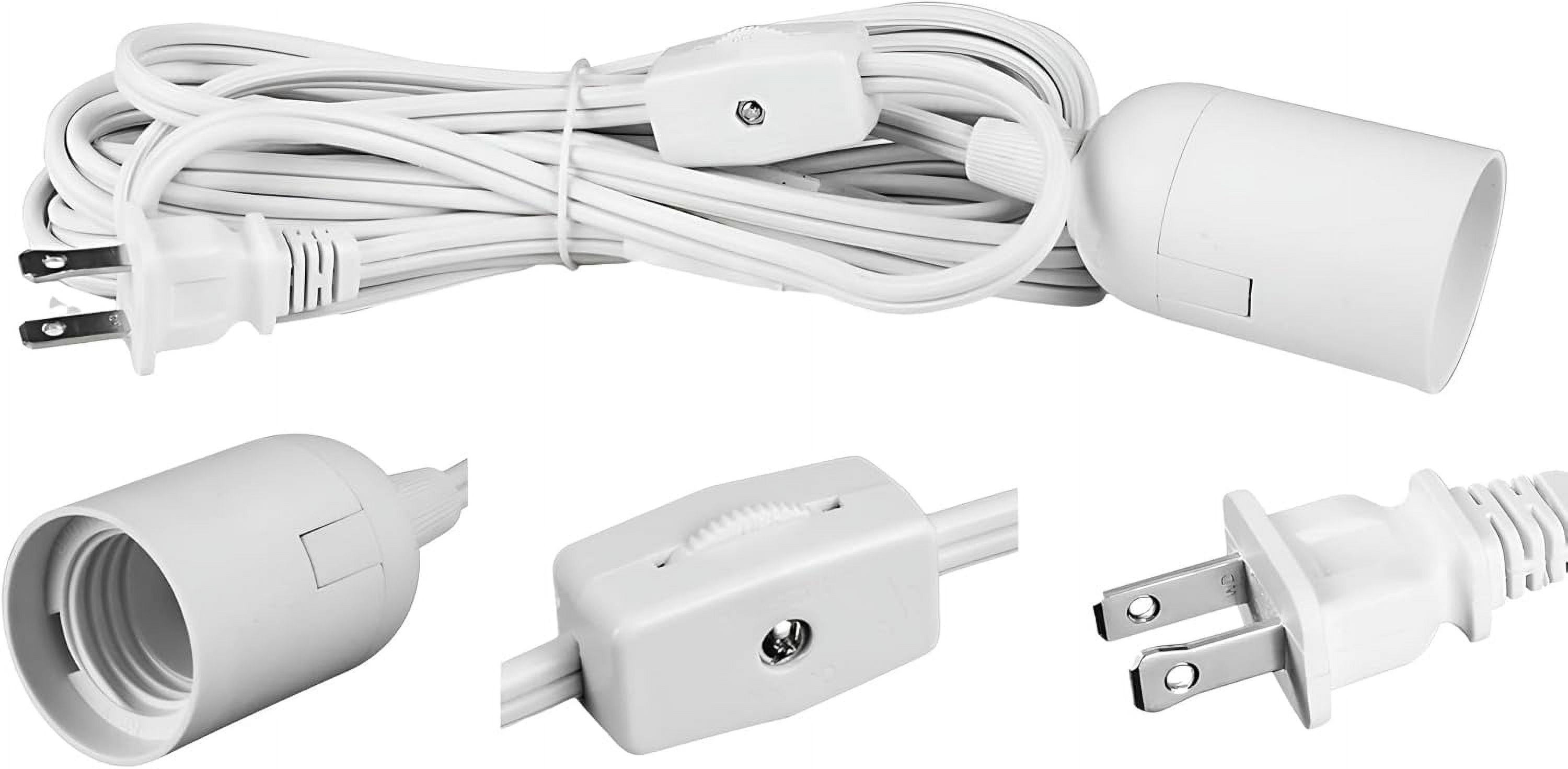 GHRTGR-ABI® E26 Light Bulb Socket to 2-Prong US AC Power Cord Adapter ...