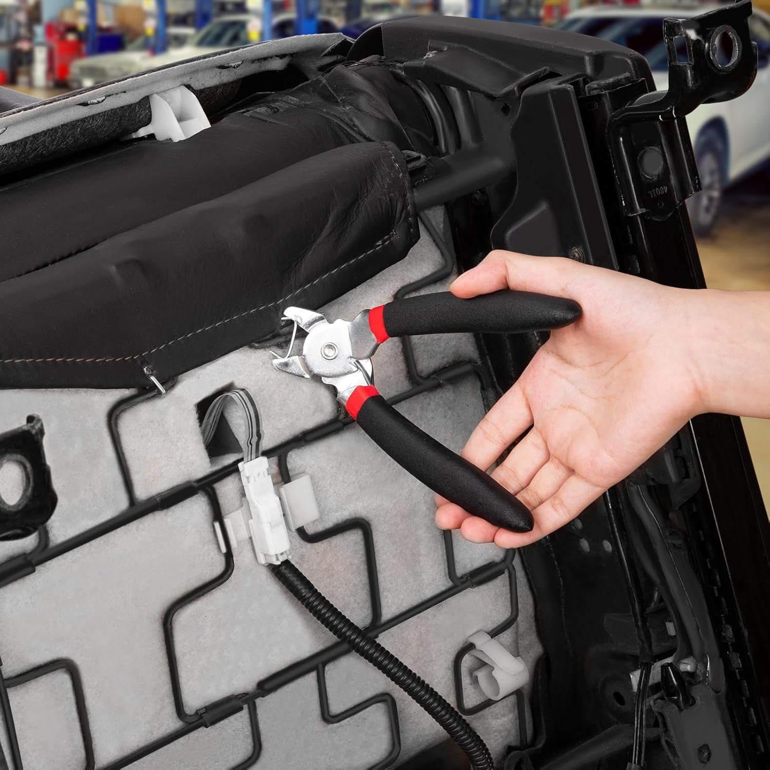 GHRTGR-Angled Hog Ring Pliers Kit with 360pcs 3/4" 1/2" 3/8" Hog Rings ...